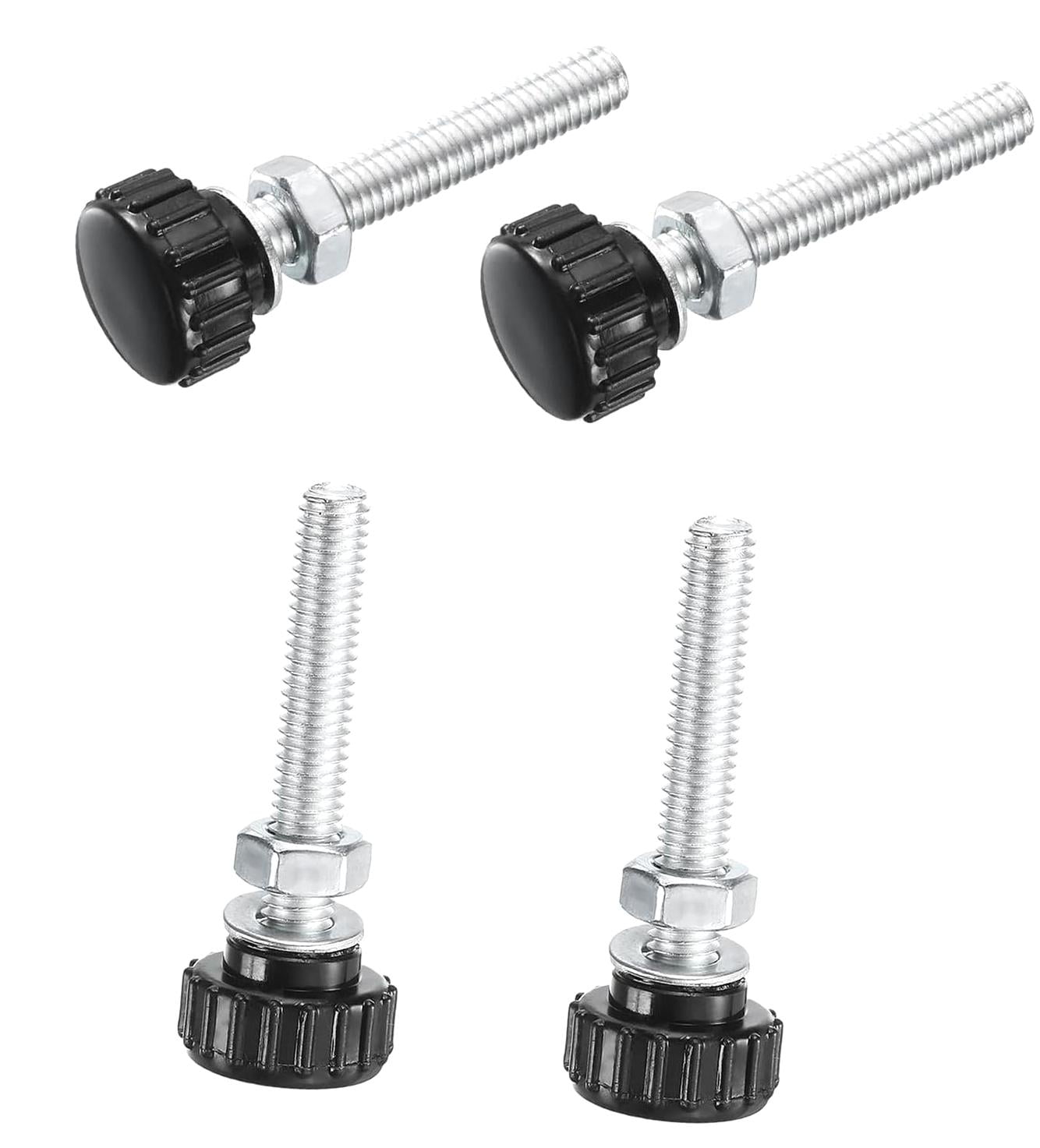 Highcool 4 Sets Knurled Knobs Thumb Screws with Nuts Washers, Metric M6 x 40mm Male Thread 18mm ...