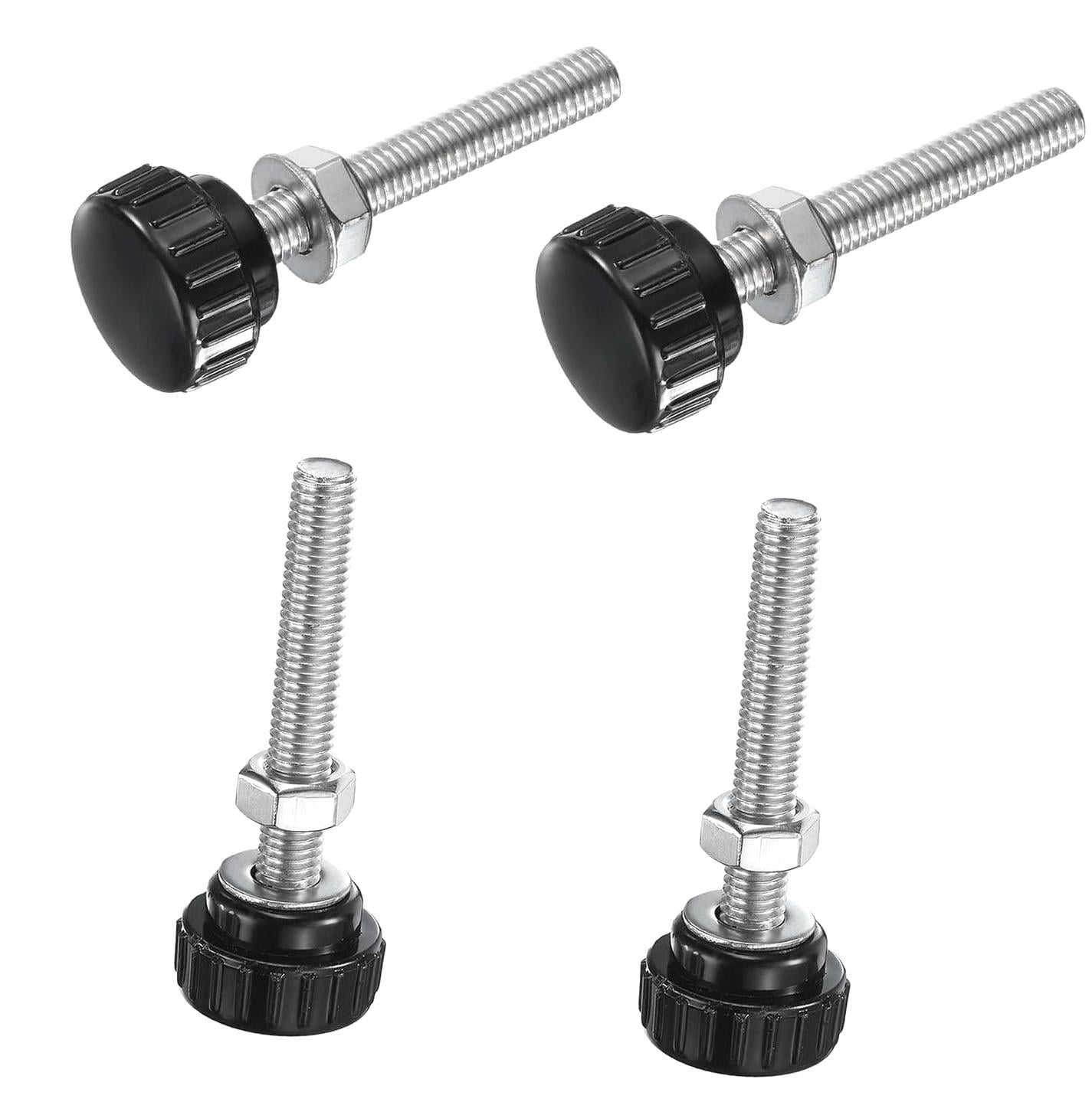 Highcool 4 Sets Knurled Knobs Thumb Screws with Nuts Washers, Metric M8 x 60mm Male Thread 25mm ...