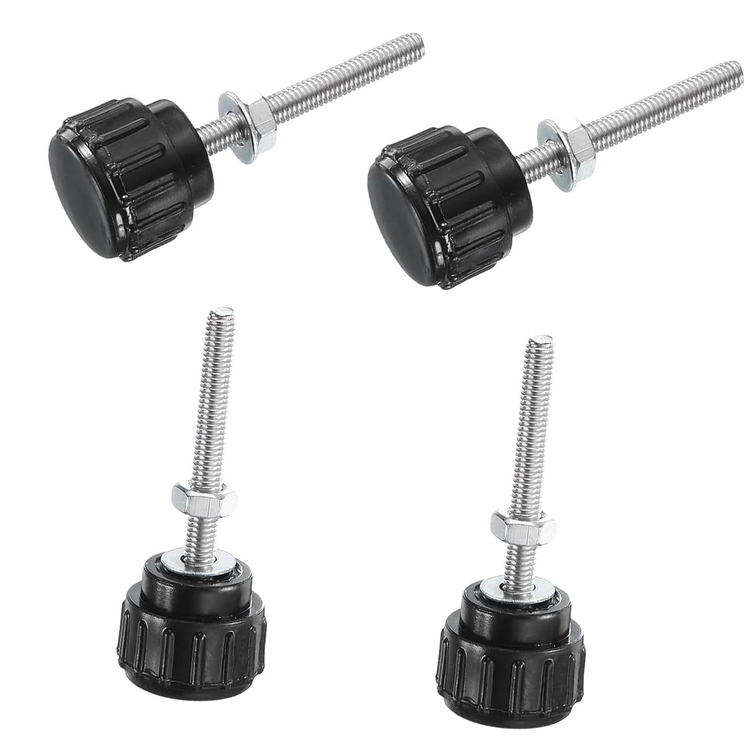 Highcool 4 Sets Knurled Knobs with Nuts and Washers, M3 x 25mm Thread, 14mm Plastic Knob, 304 ...