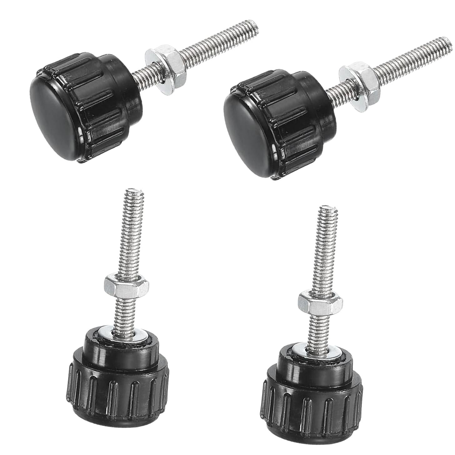 Highcool 4 Sets Textured Grip Thumb Screws with Nuts and Washers, Metric M3 x 20mm Male Thread ...