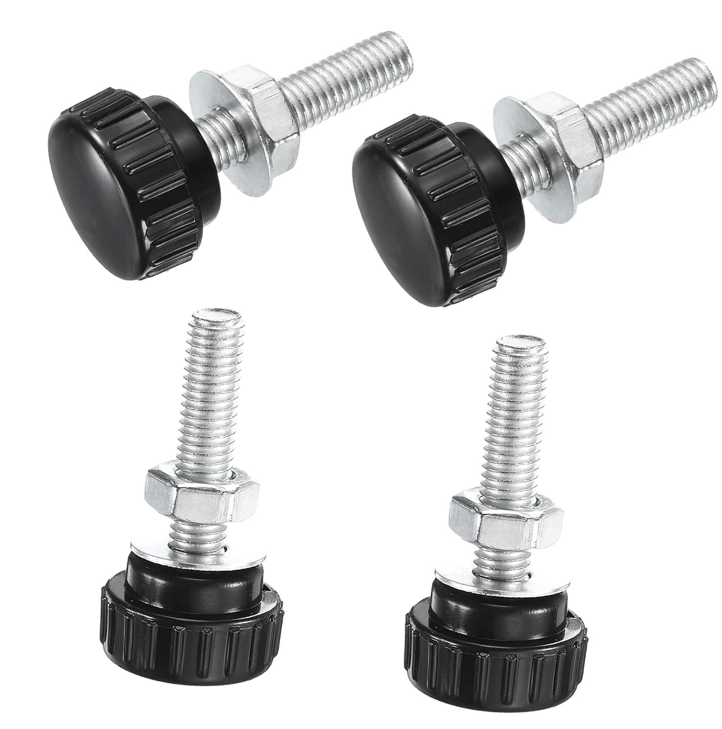 Highcool 4 Sets Textured Grip Thumb Screws with Nuts and Washers, Metric M8 x 35mm Male Thread ...