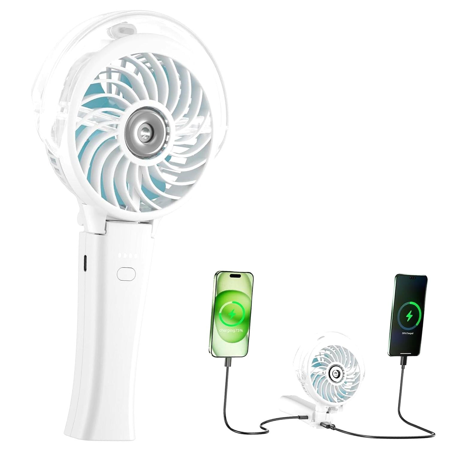 Highcool 4000mAh Portable Misting Fan, 50ml Water Reservoir, Rechargeable Handheld Personal ...