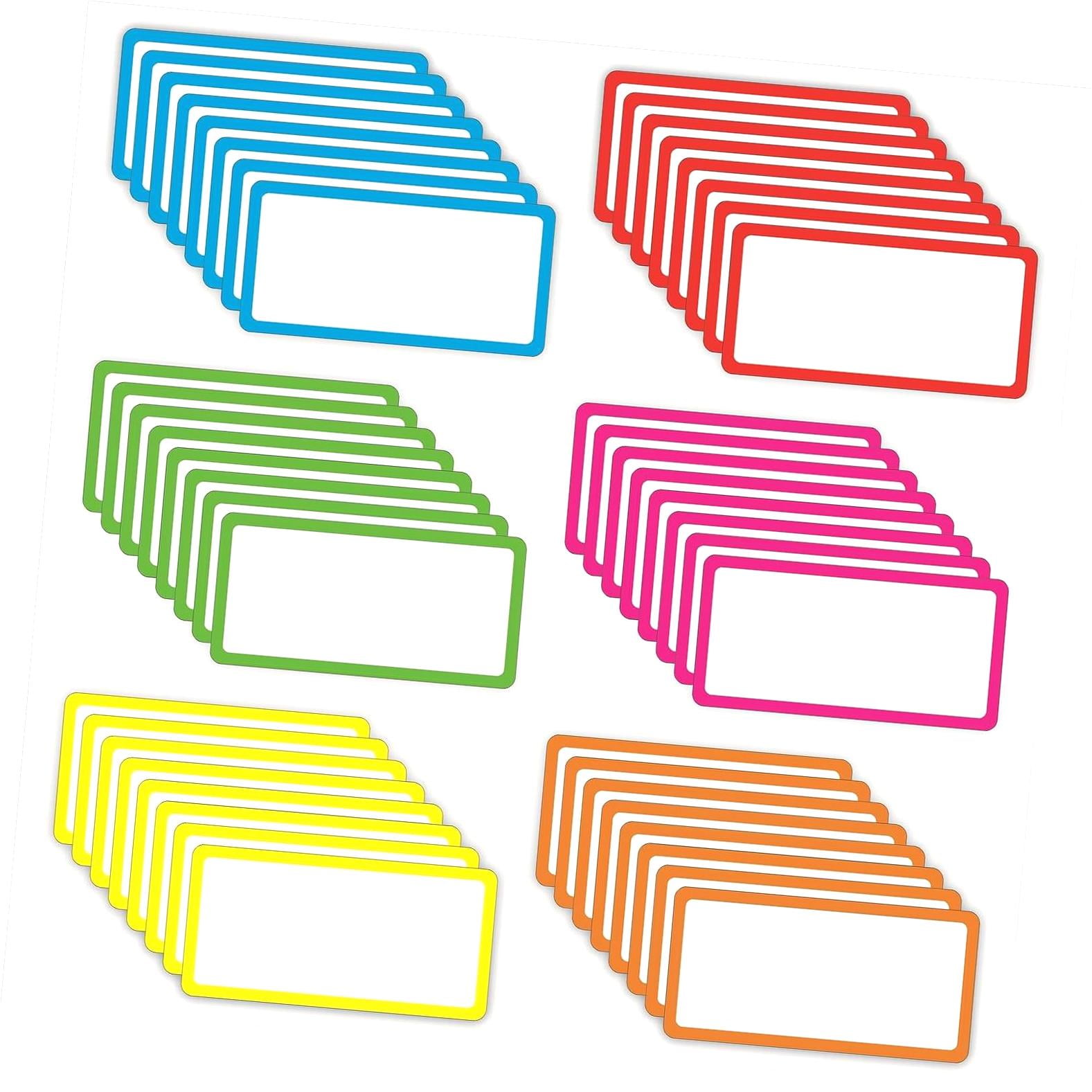 Highcool 48 Pack Magnetic Labels - Blank Magnets with Colored Borders ...