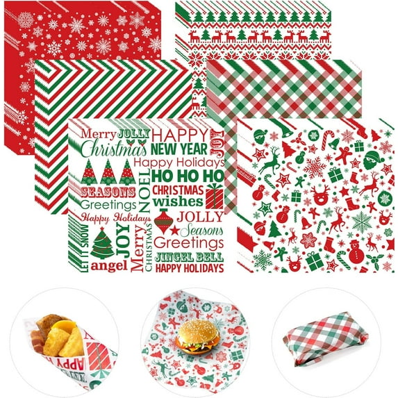 Highcool 480 Pcs Christmas Paper Dry Waxed 12x12 inch Sandwich Wrap ...
