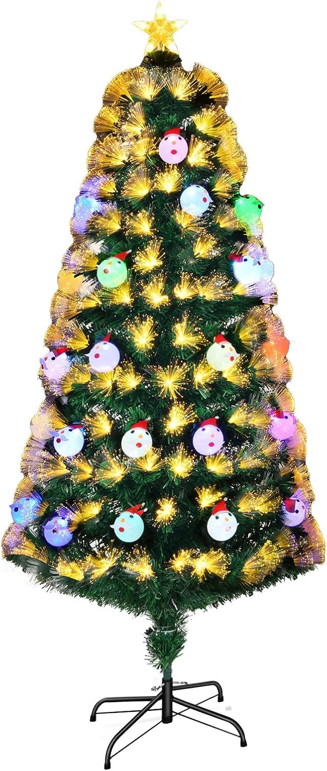 Highcool 4ft Pre-lit Fiber Optic Christmas Tree /Multicolor Lights ...