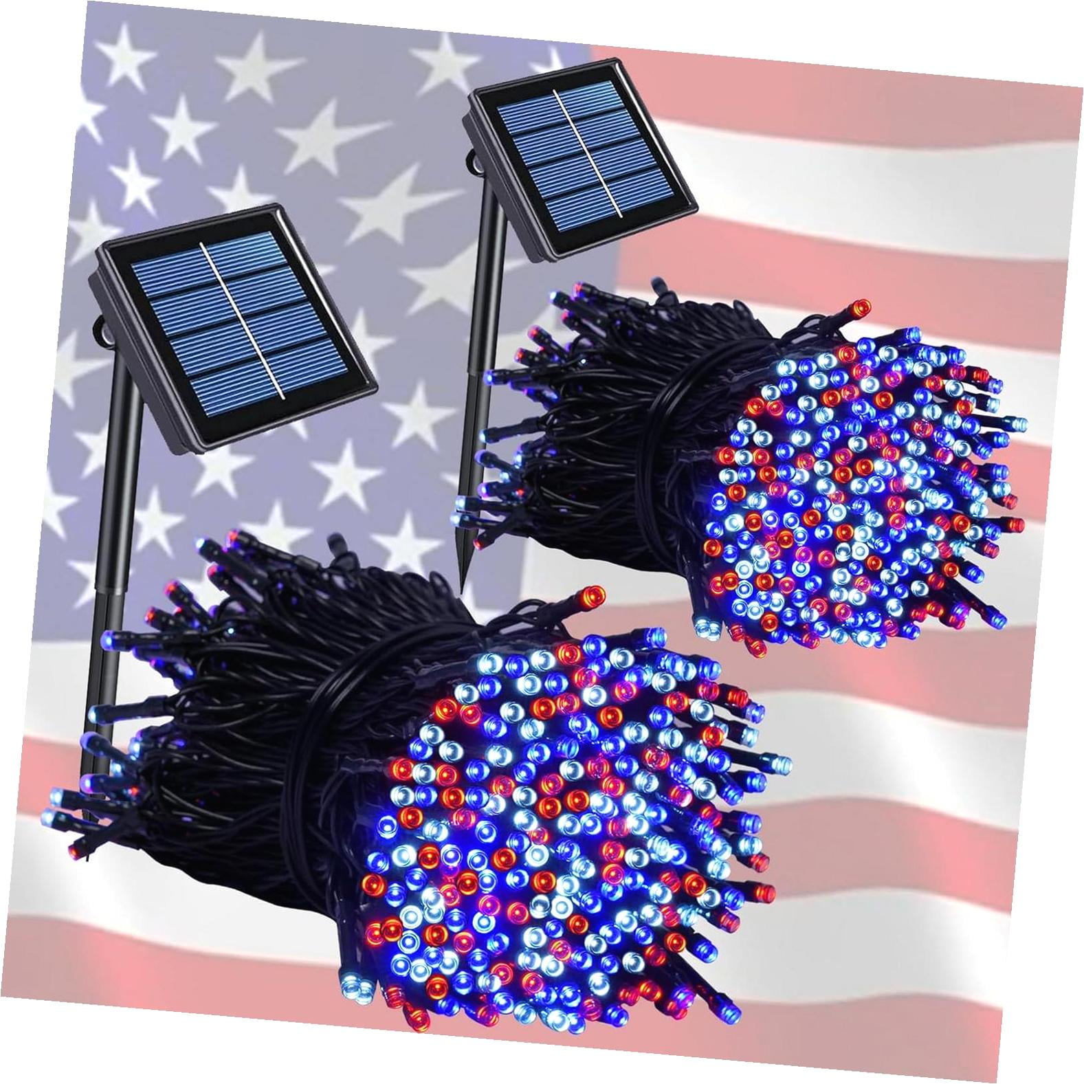 Highcool 4th of July Decorations Patriotic Lights, 2 Pack Each 66ft 200 ...