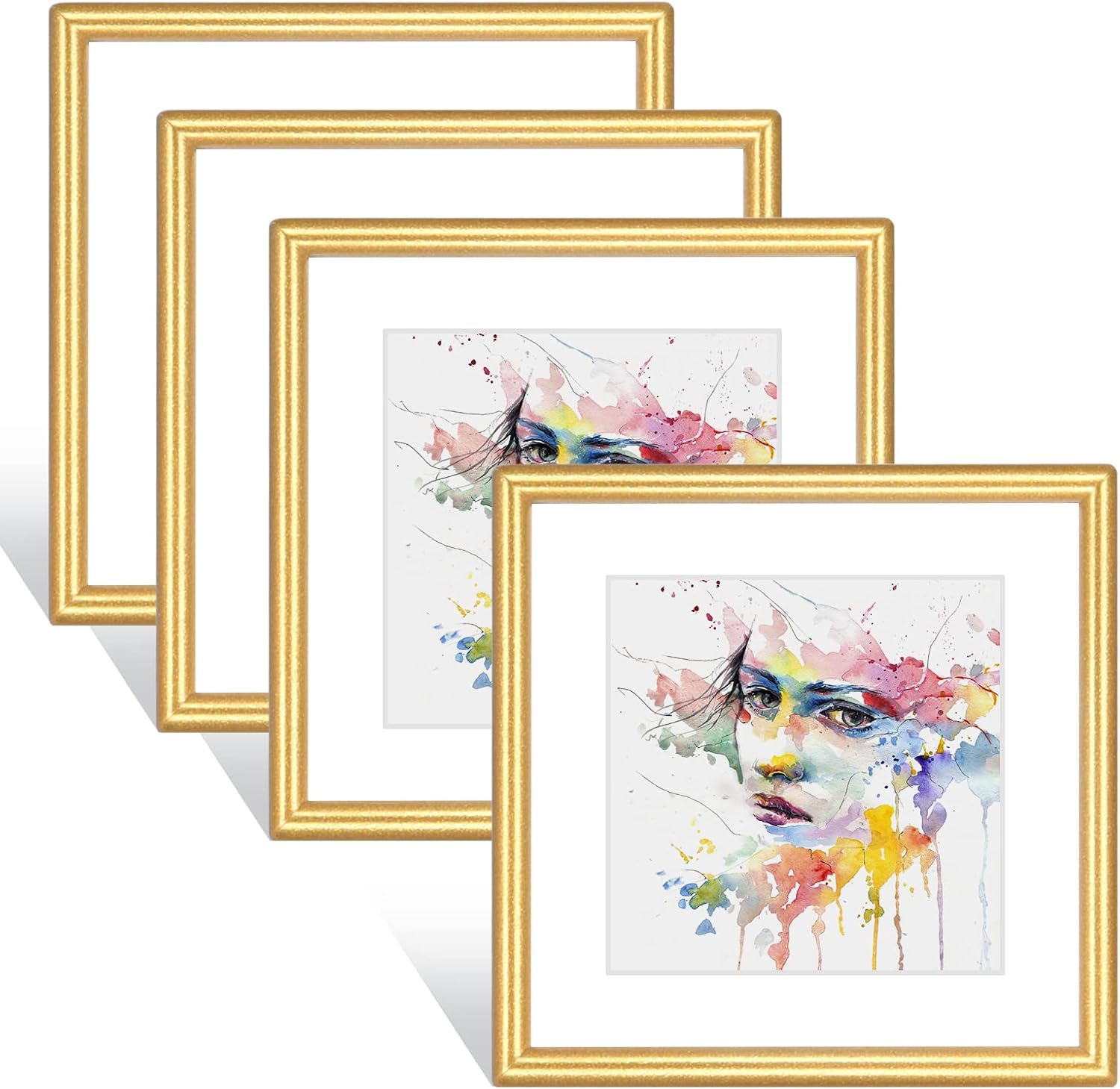 Highcool 4x4 Picture Frame Set of 4, Matte Thin Metal, Square Frame for ...
