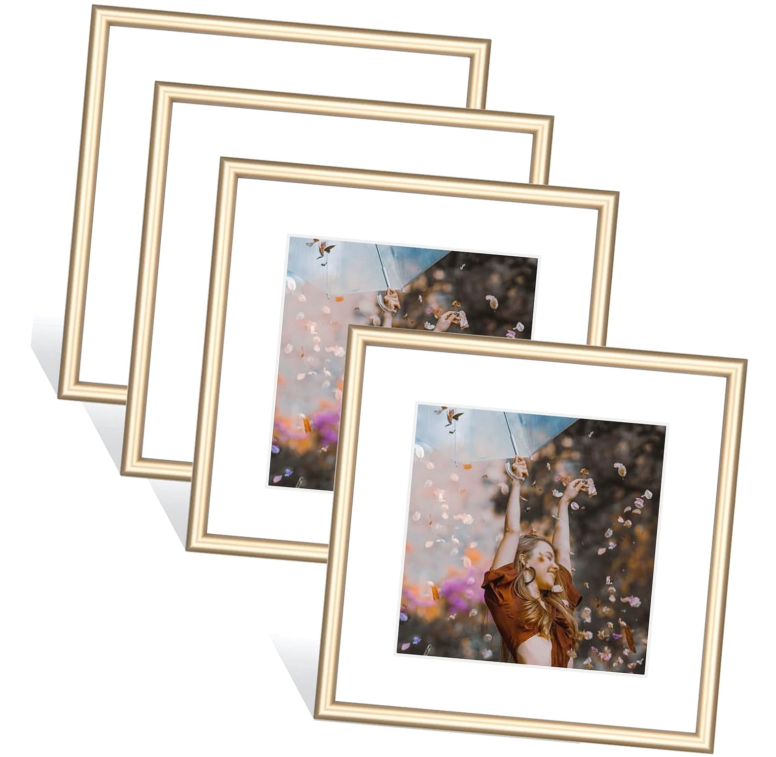 Highcool 4x4 Picture Frame Set of 4, Matte Thin Metal, Square Frame for ...