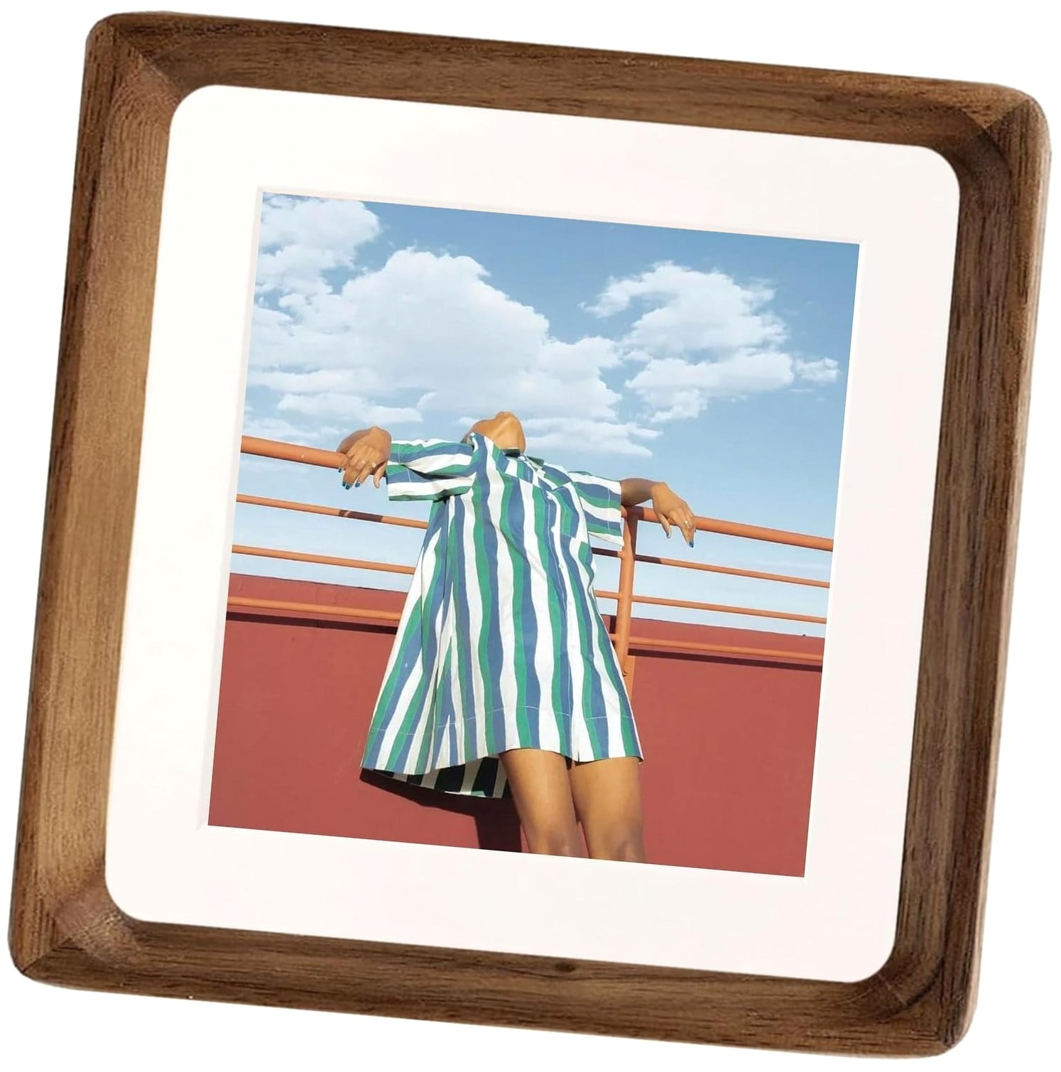 Highcool 4x4 Picture Frame, Walnut Wood 4x4 Frame with Mat for 3x3 ...