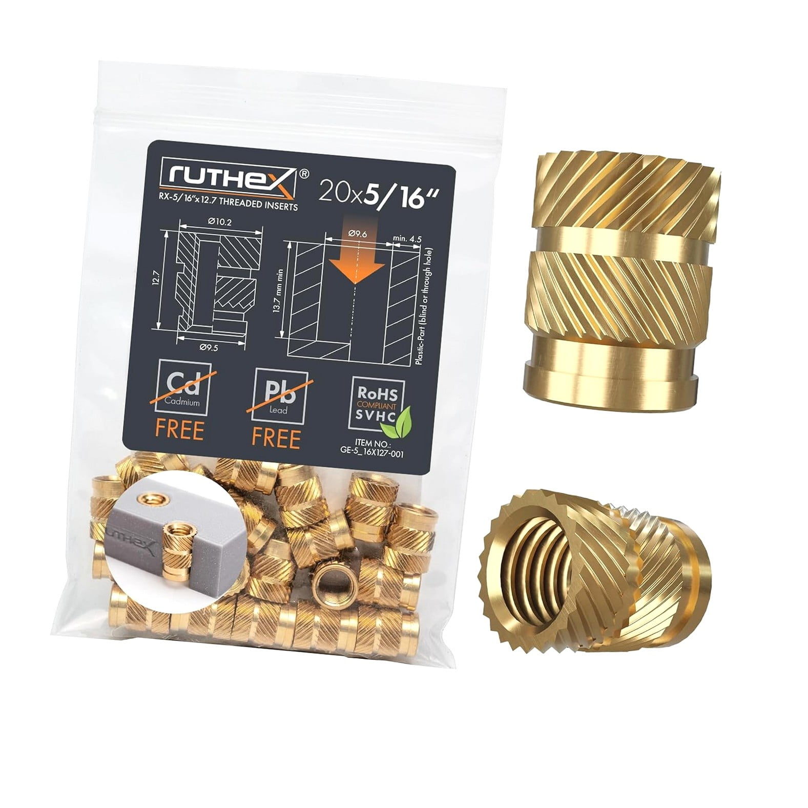 Highcool 5/16" Threaded Inserts 20 Pieces -5/16"-18-x12.7 Set Insert ...