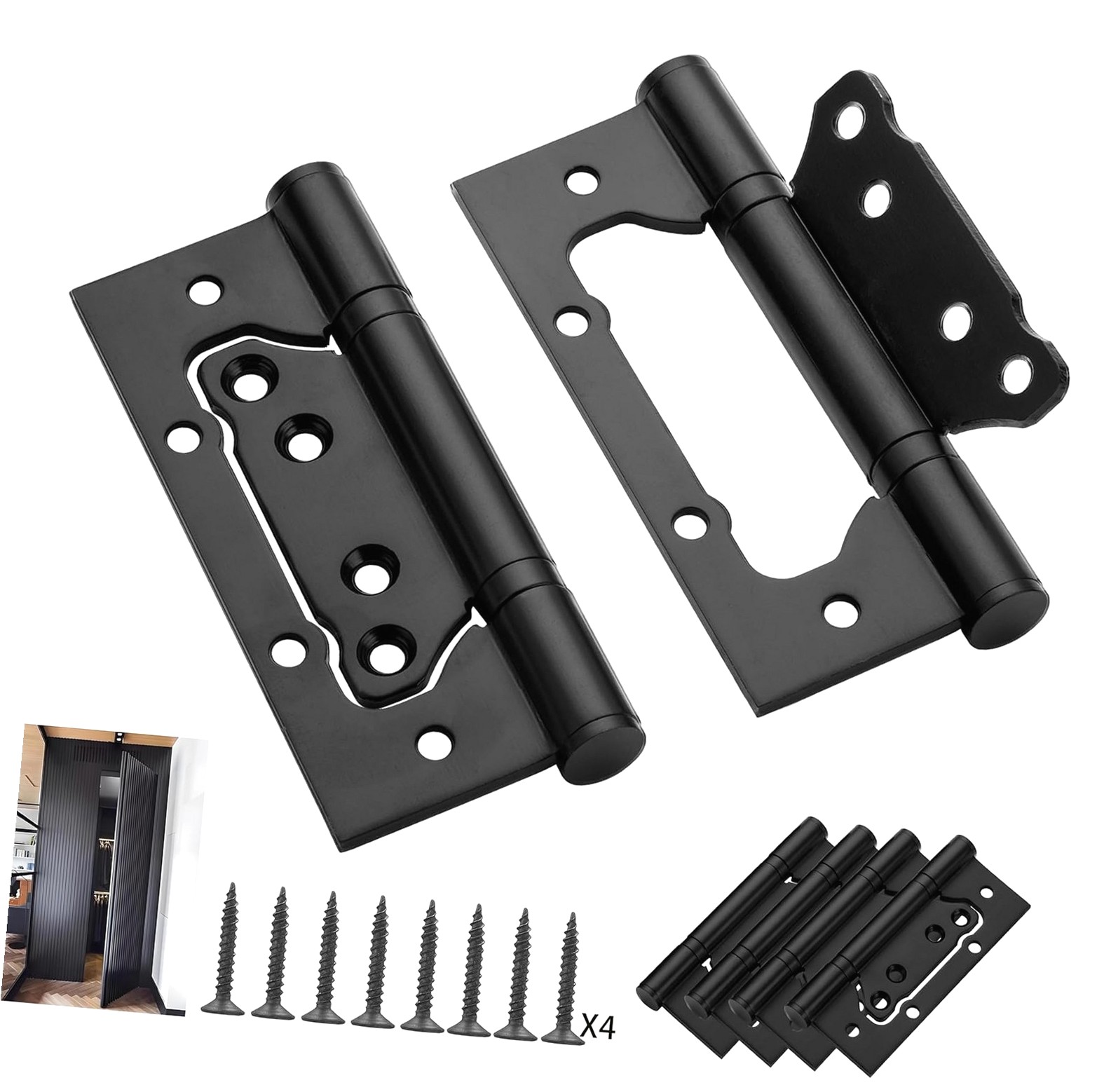 Highcool 5-Inch No-Mortise Door Hinges, Heavy-Duty 304 Steel Hinges ...