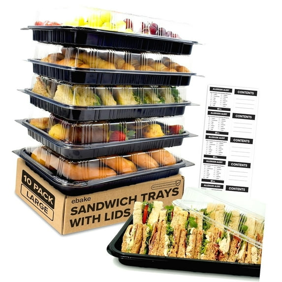 Highcool 5 Pack Catering Trays with – '' with Lid, Plastic Party ...