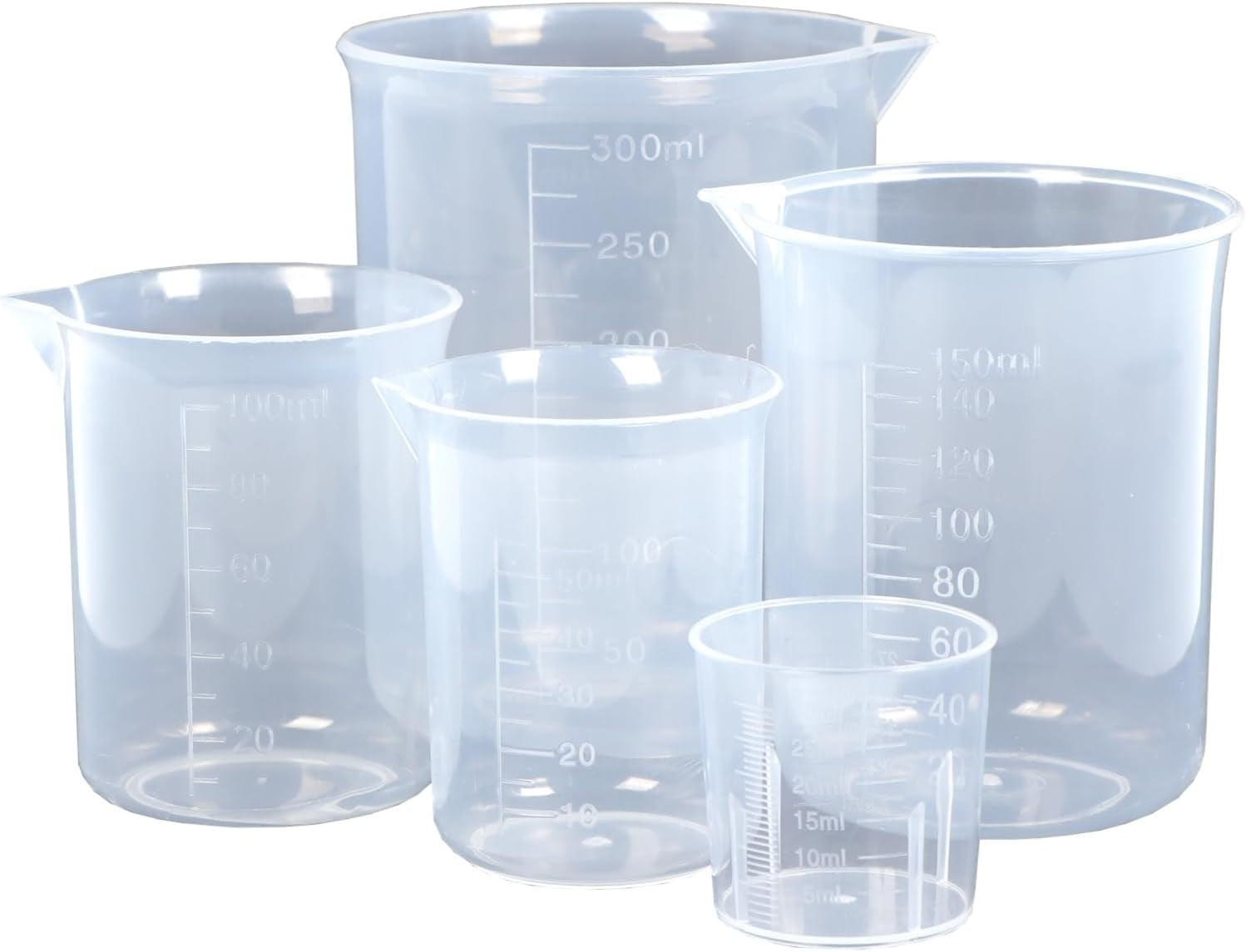 Highcool 5 Pack Plastic Measuring Jugs, Lab Graduated Beakers ...