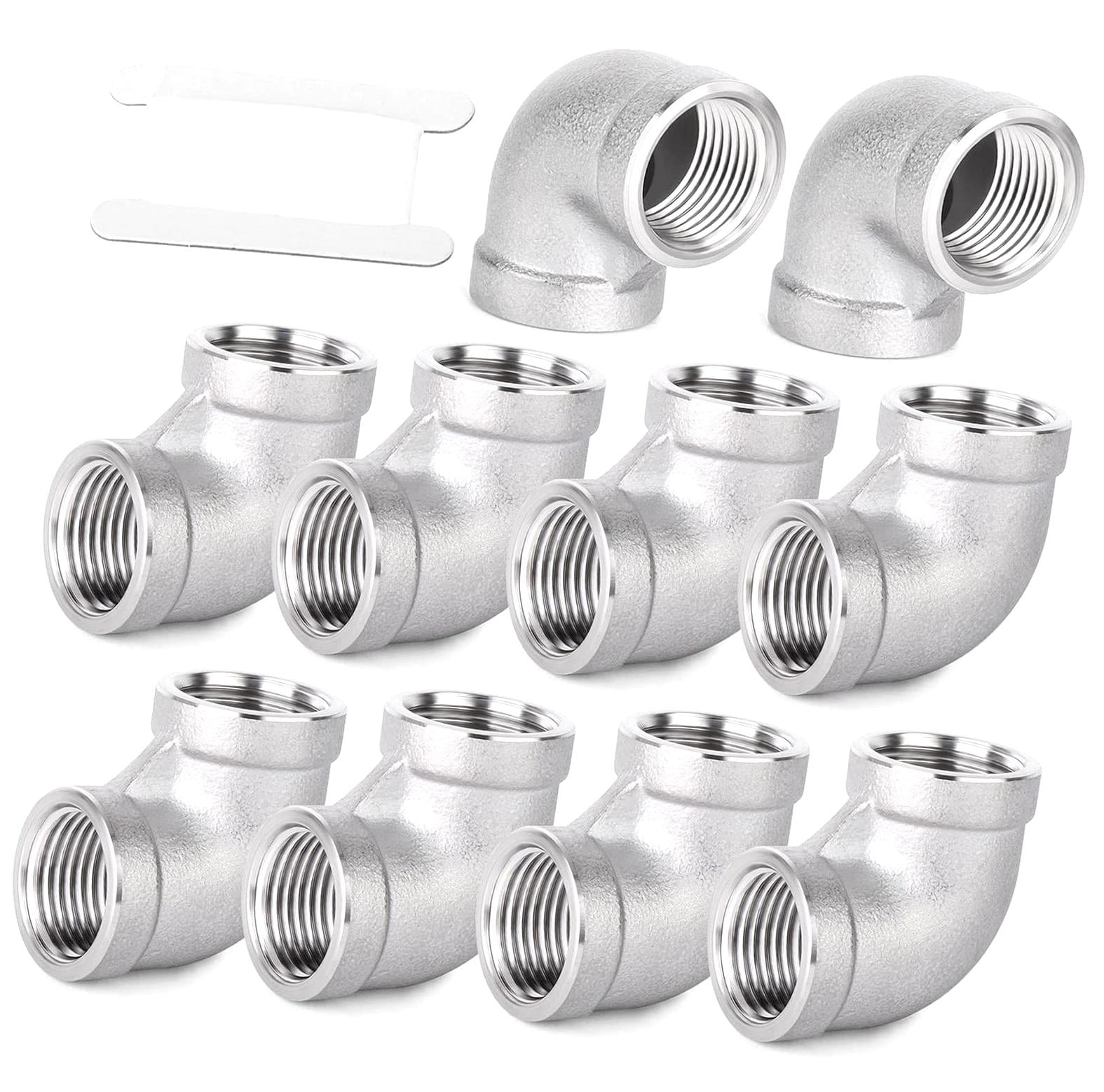 Highcool 5-Piece Collection of 304 Steel 90 Degree Elbow Fittings, 1/2 Inch NPT Female to 1/2 ...