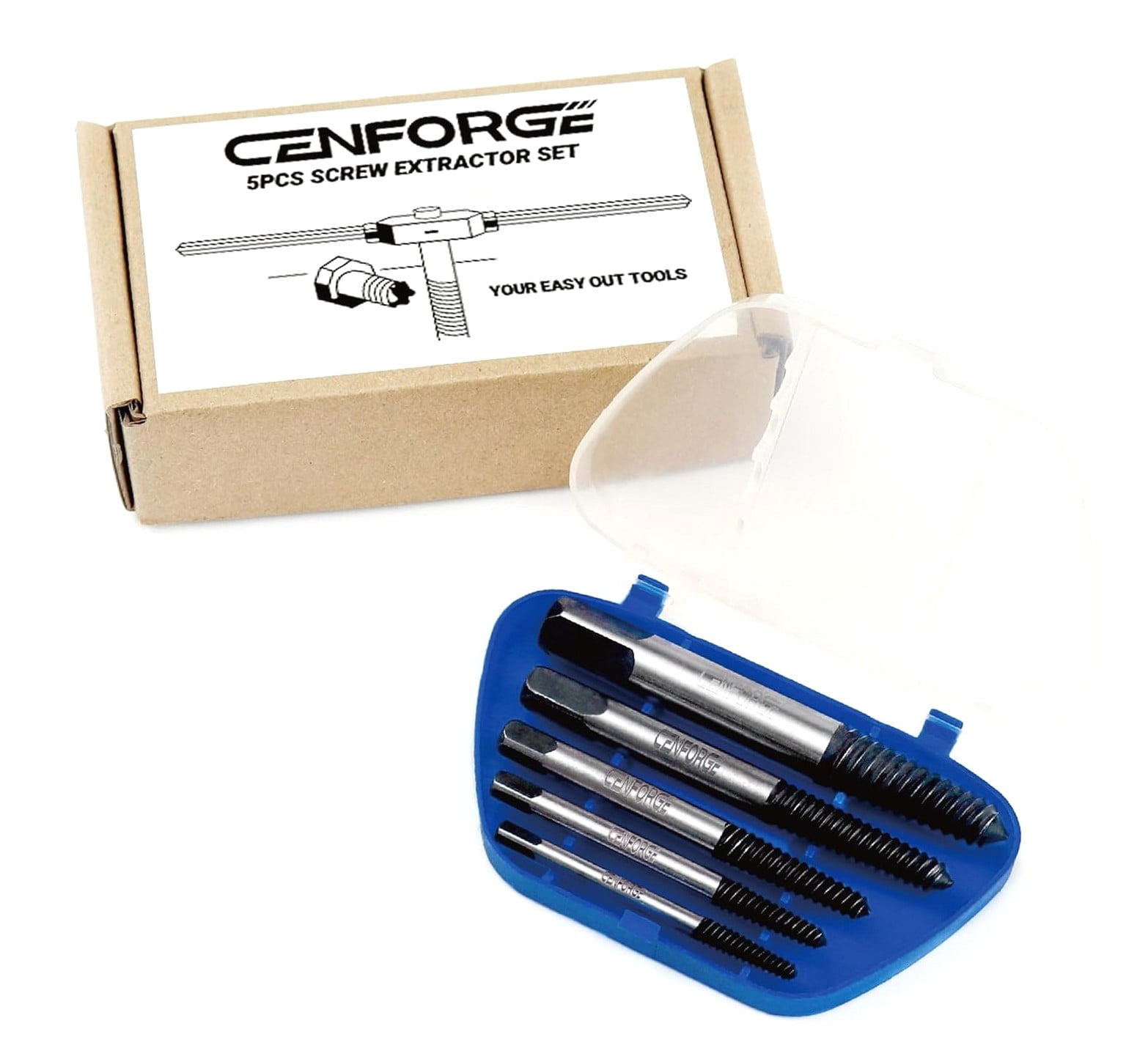 Highcool 5-Piece Spiral Screw Extractor Set, Damaged Screw Extractor ...