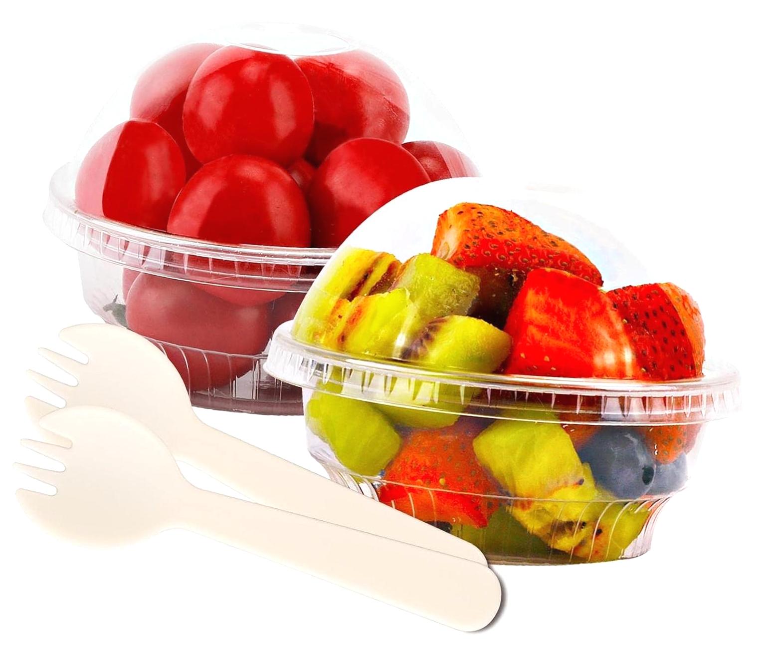 Highcool 5 oz Clear Plastic Parfait Cups with Dome (NO HOLE) & Sporks ...