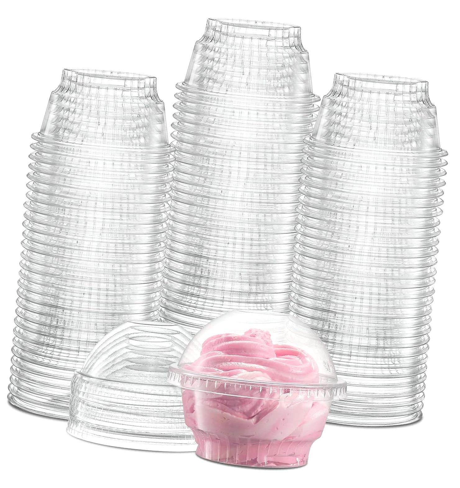 Highcool 5 oz Transparent Plastic Dessert Containers with Dome Lid - 50 ...