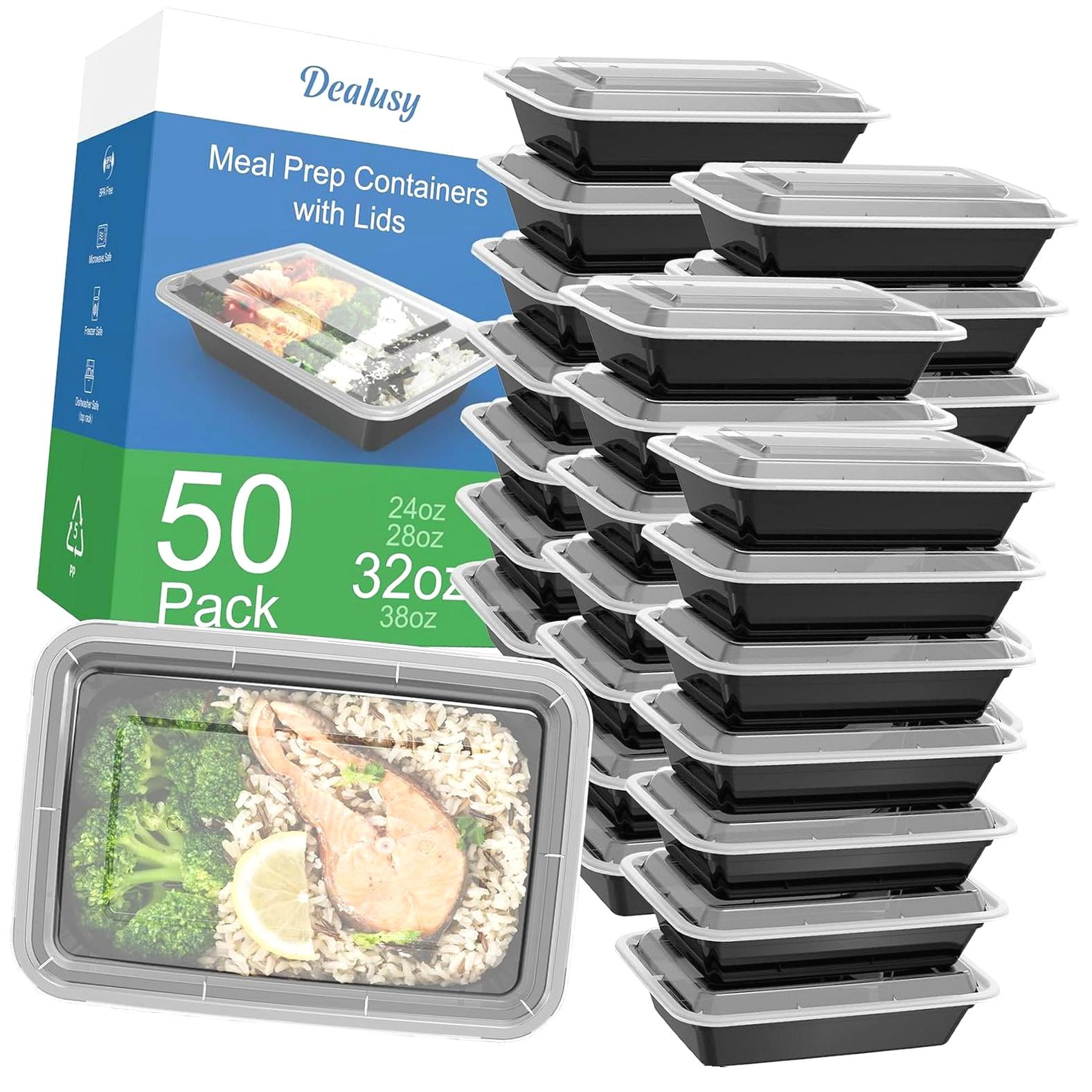 Highcool 50 Pack (100-Piece) 32 Ounce Meal Prep Containers with ...