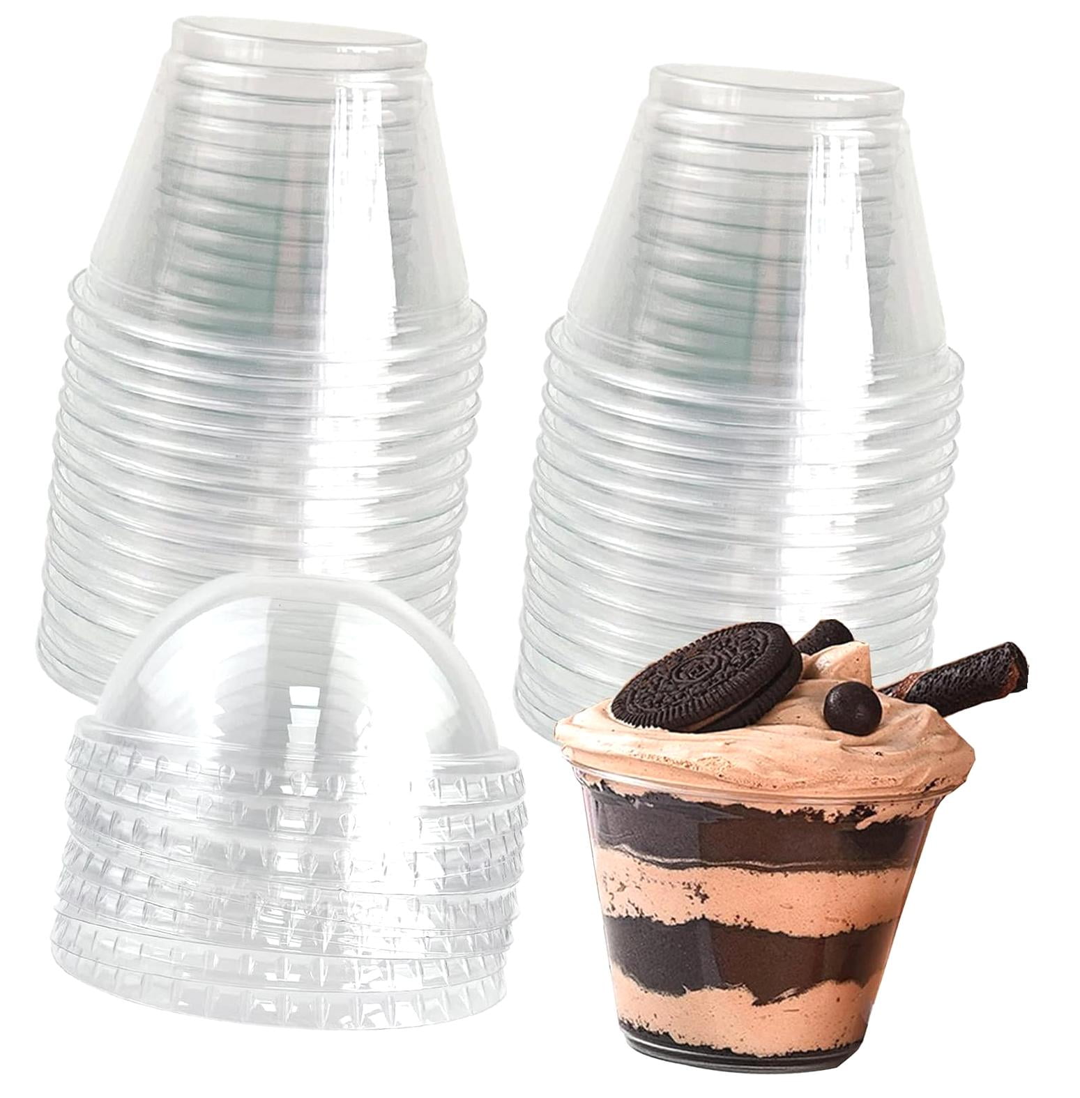 Highcool 50 Pack Clear Plastic Dessert Cups with , 9oz Mini Parfait ...