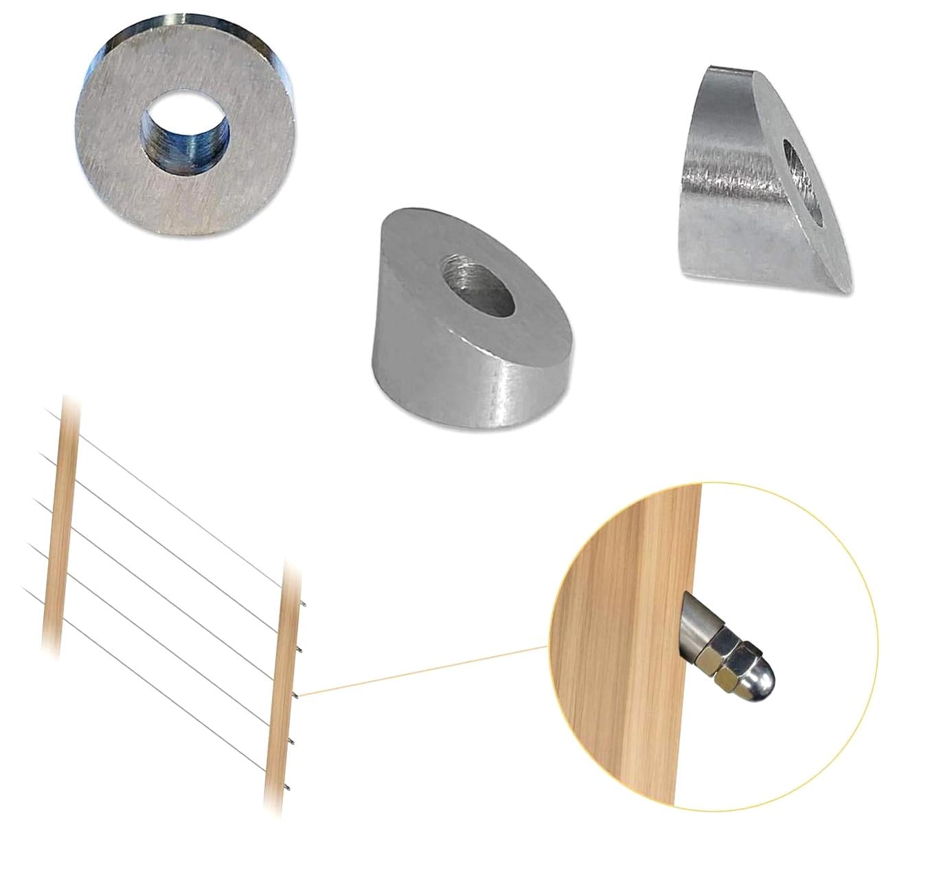 Highcool 50 Pack Stainless Steel 30 Degree Angle Beveled Washer Cable ...