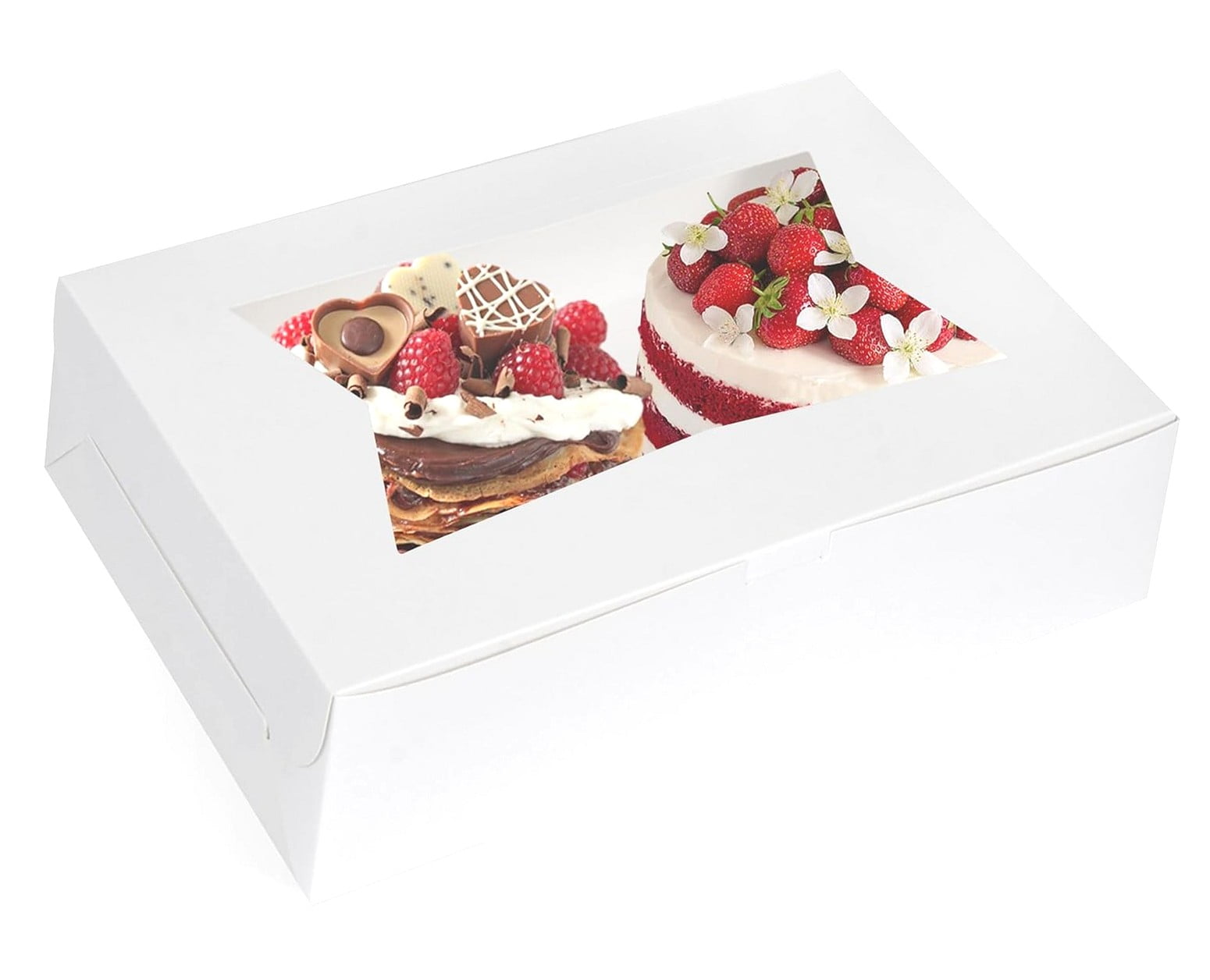 Highcool 50 Packs Valentines White Bakery Boxes with Window for ...