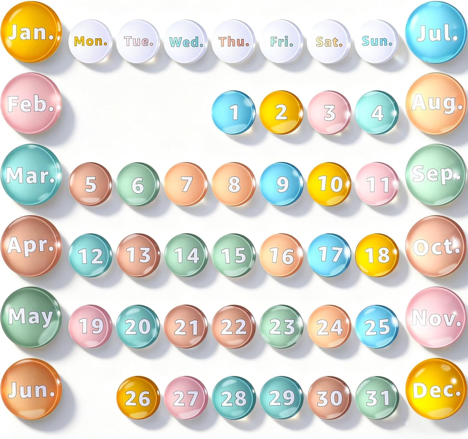 Highcool 50 Pcs Large Calendar Numbers and Months Week Circular ...
