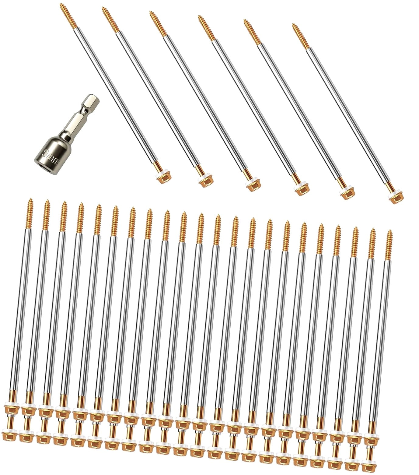 Highcool 50 Pieces 7-Inch Steel Gutter Screws with Sleeve and 5-Inch ...