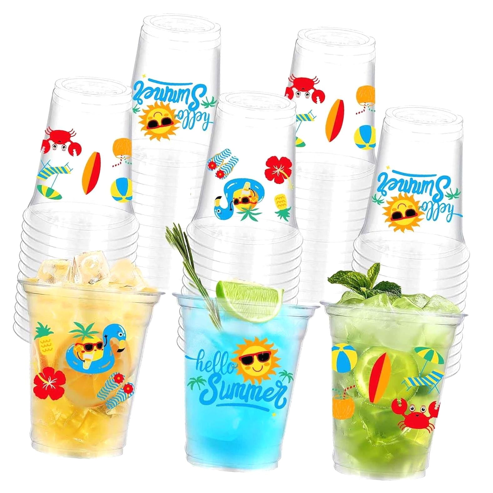 Highcool 50 Summer Pool Party Cups, 12 oz Summer Vibes Party Decor ...