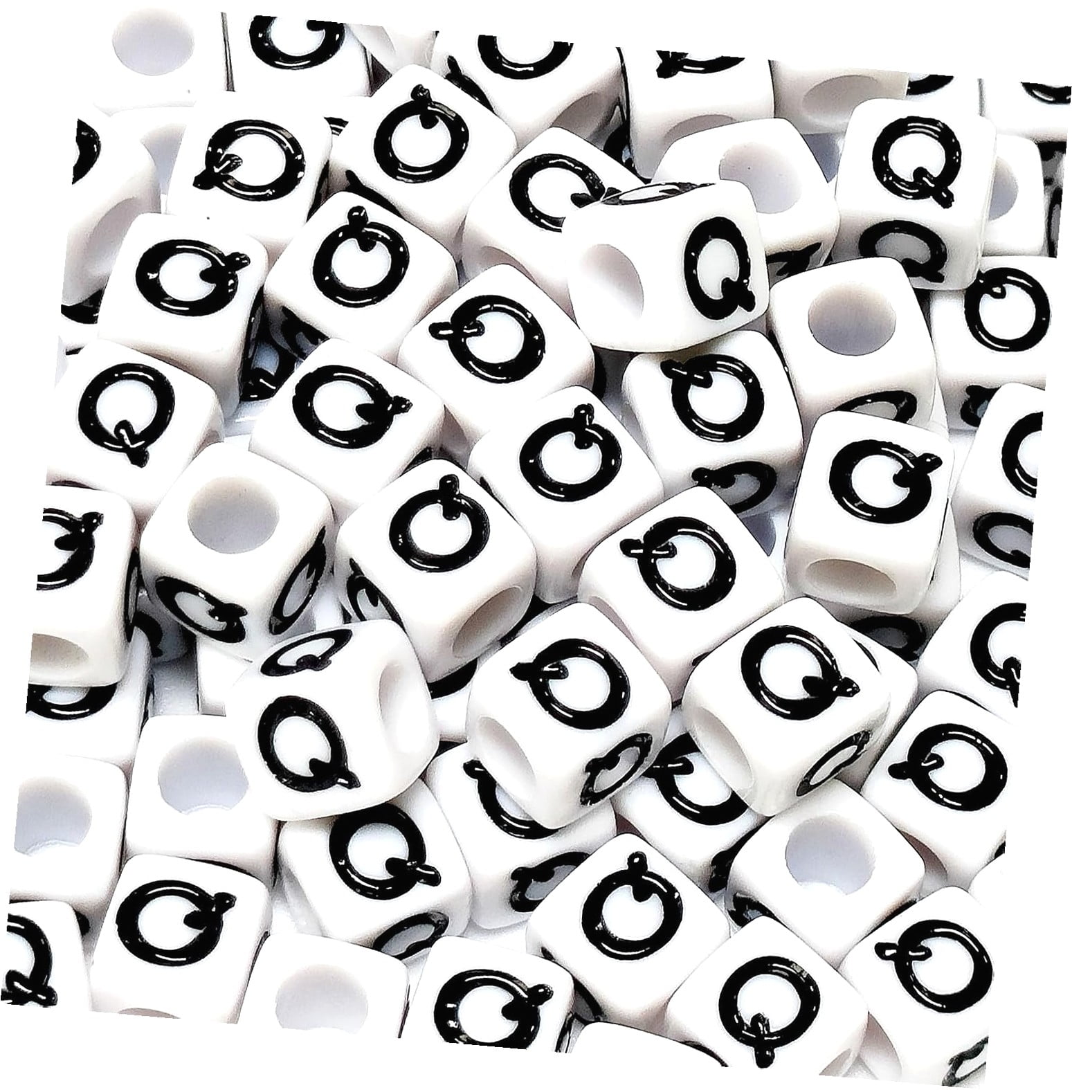 Highcool 500PCS Letter Beads White Square Acrylic Alphabet Letter Beads ...
