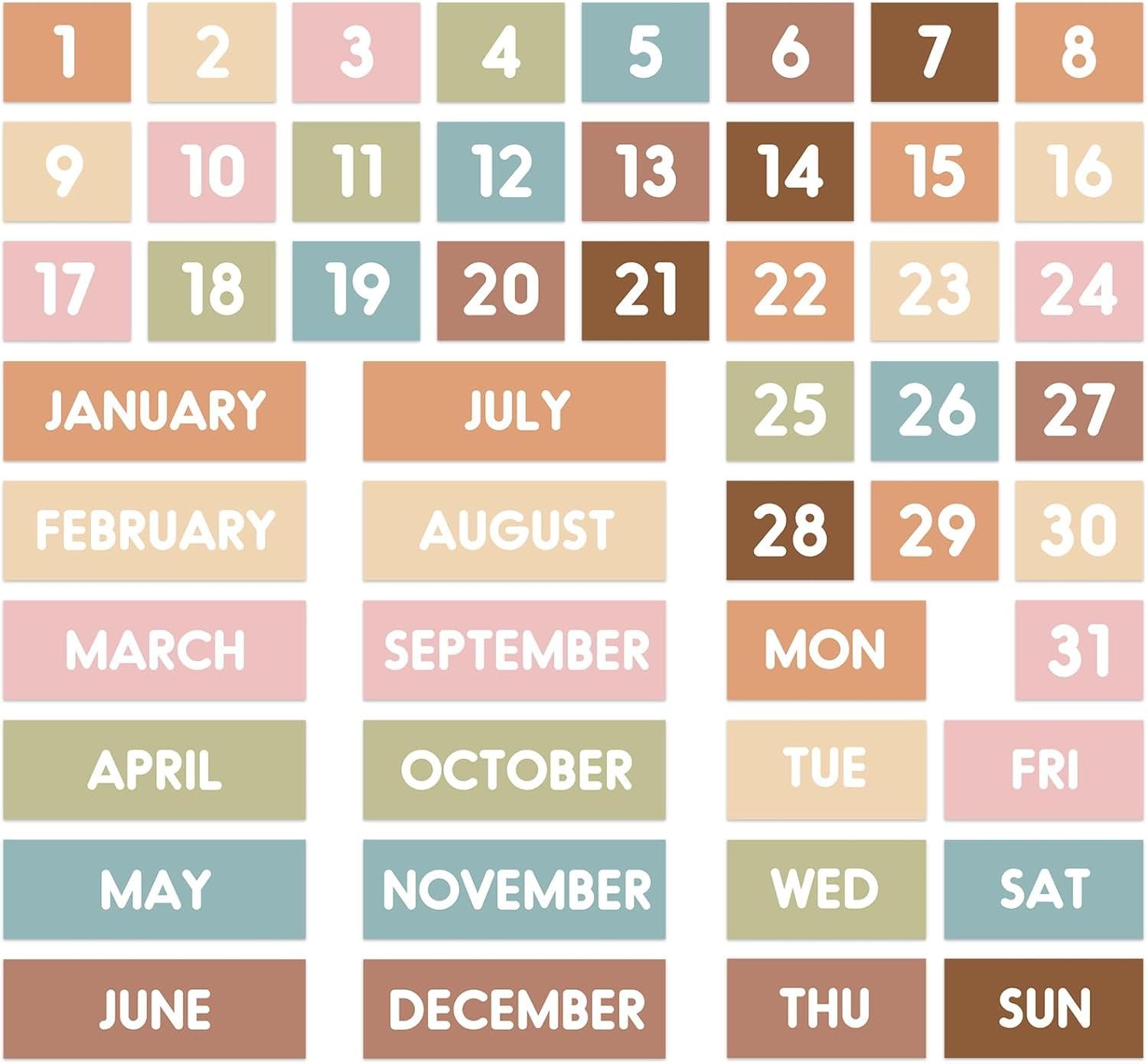 Highcool 50Pcs Fridge Calendar Months Days of The Week Number Magnets ...