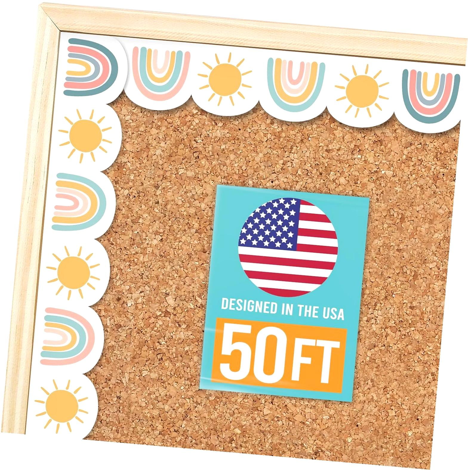 Highcool 50ft Bulletin Board Borders - Boho Scalloped Trim for ...