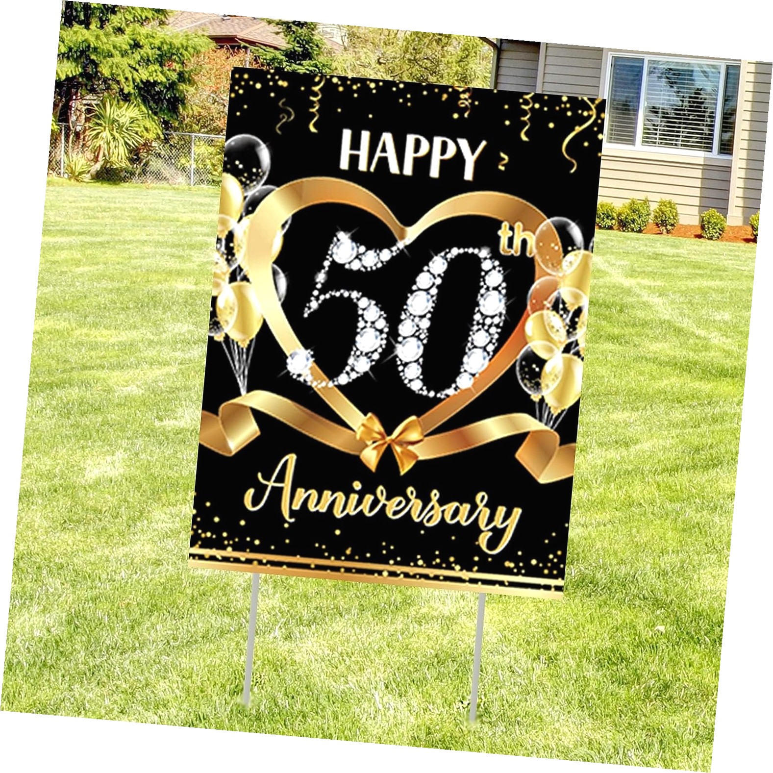 Highcool 50th Anniversary Yard Sign Decoration 50th Wedding Anniversary ...