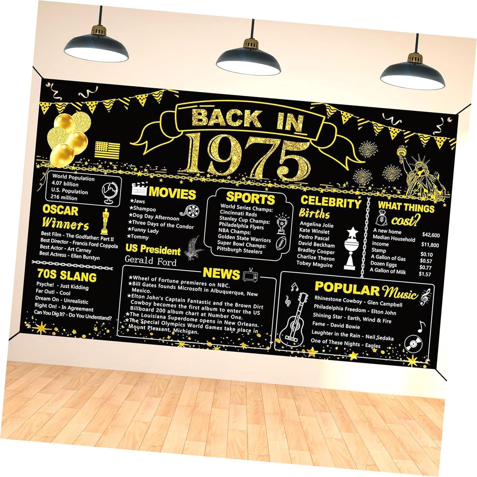 Highcool 50th Birthday Black Party Decoration, 1975 Vintage Banner for ...