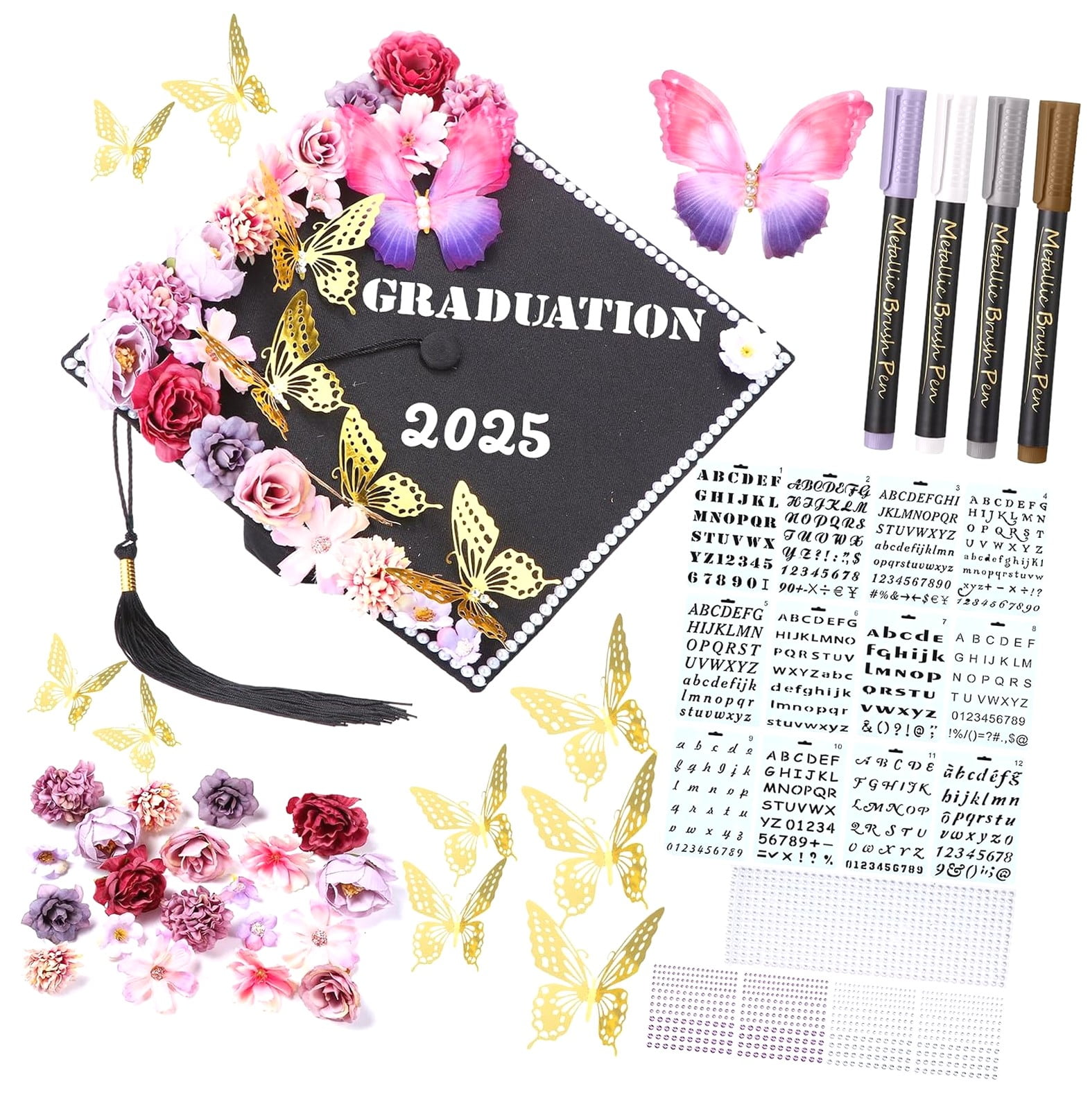 Highcool 51 Pcs Graduation Decorations Kit Grad Faux Letter and Number ...