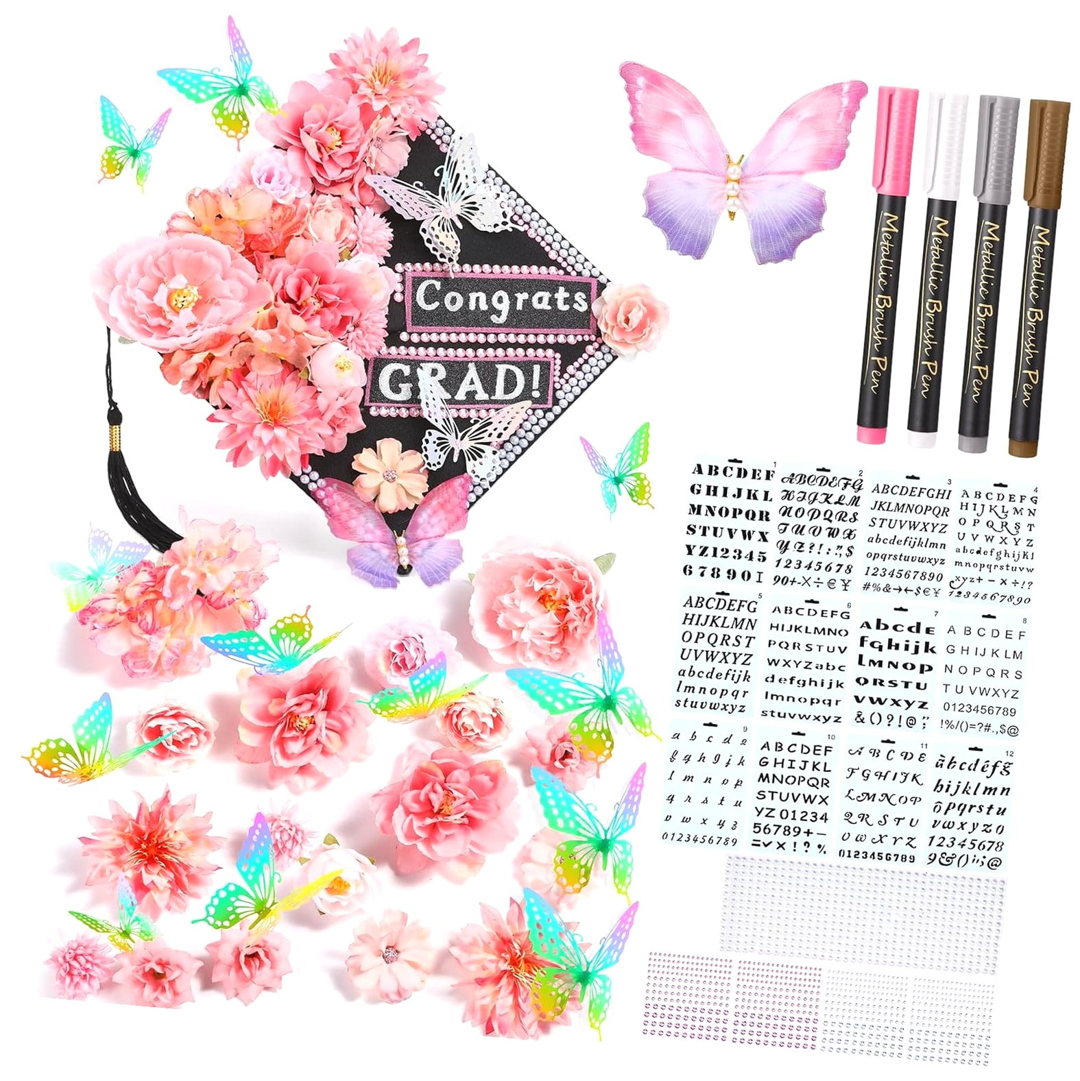 Highcool 51 Pcs Graduation Decorations Kit Grad Faux Letter and Number ...