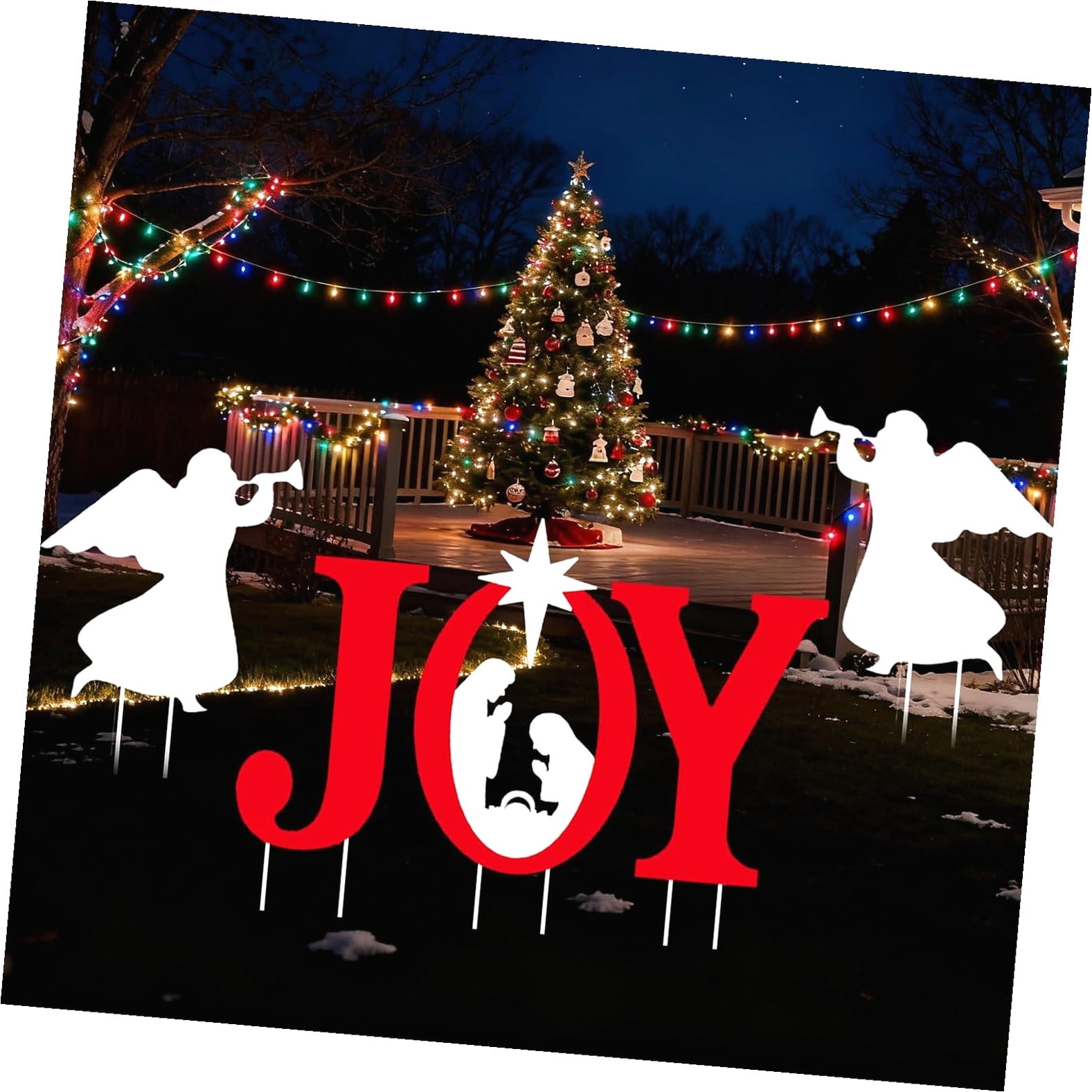 Highcool 5Pcs JOY Nativity Scene Decorations, Joy Nativity Yard Sign ...