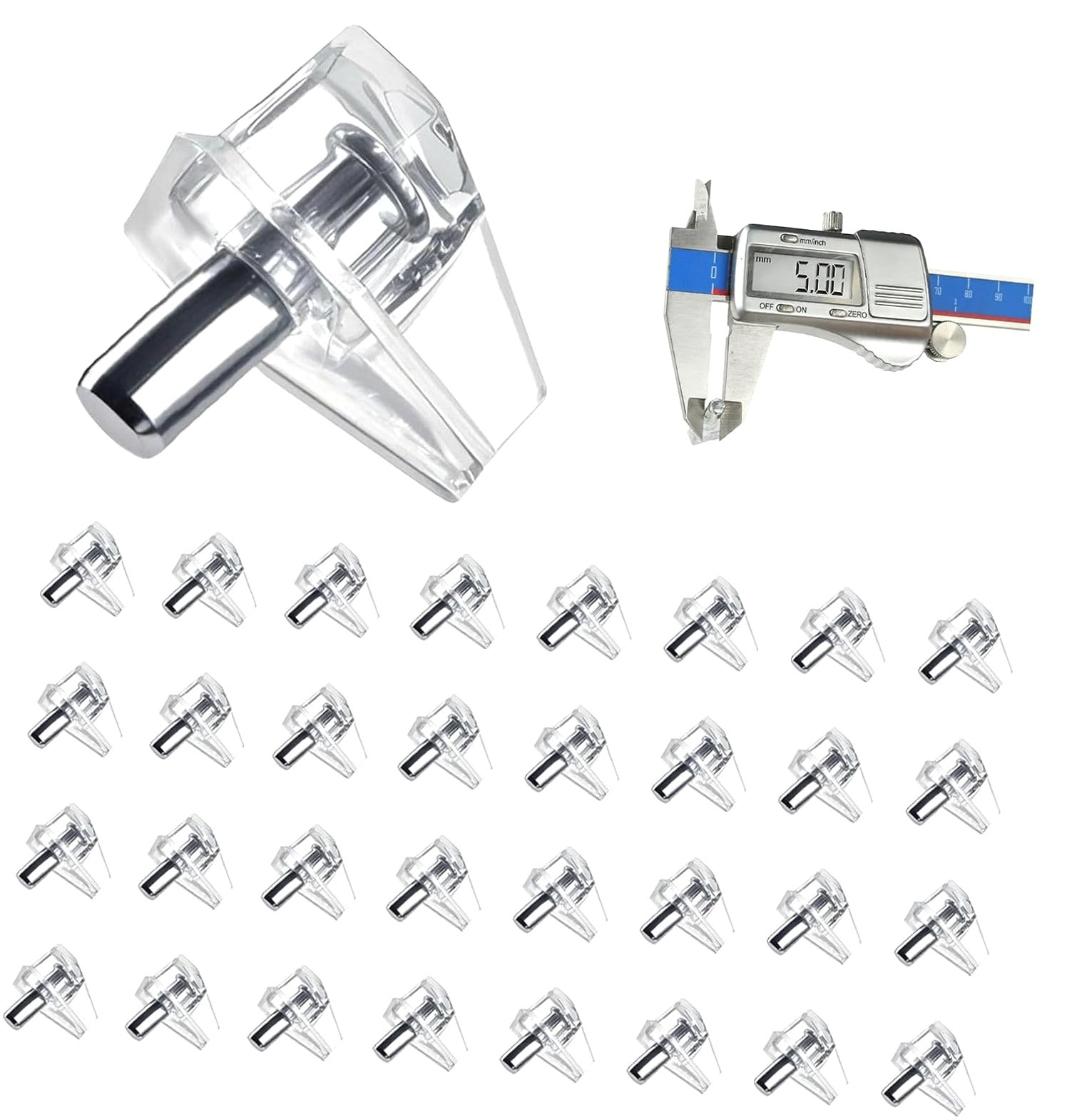 Highcool 5mm Clear Plastic , 32PCS Cabinet Pegs for Shelves, Pegs for ...