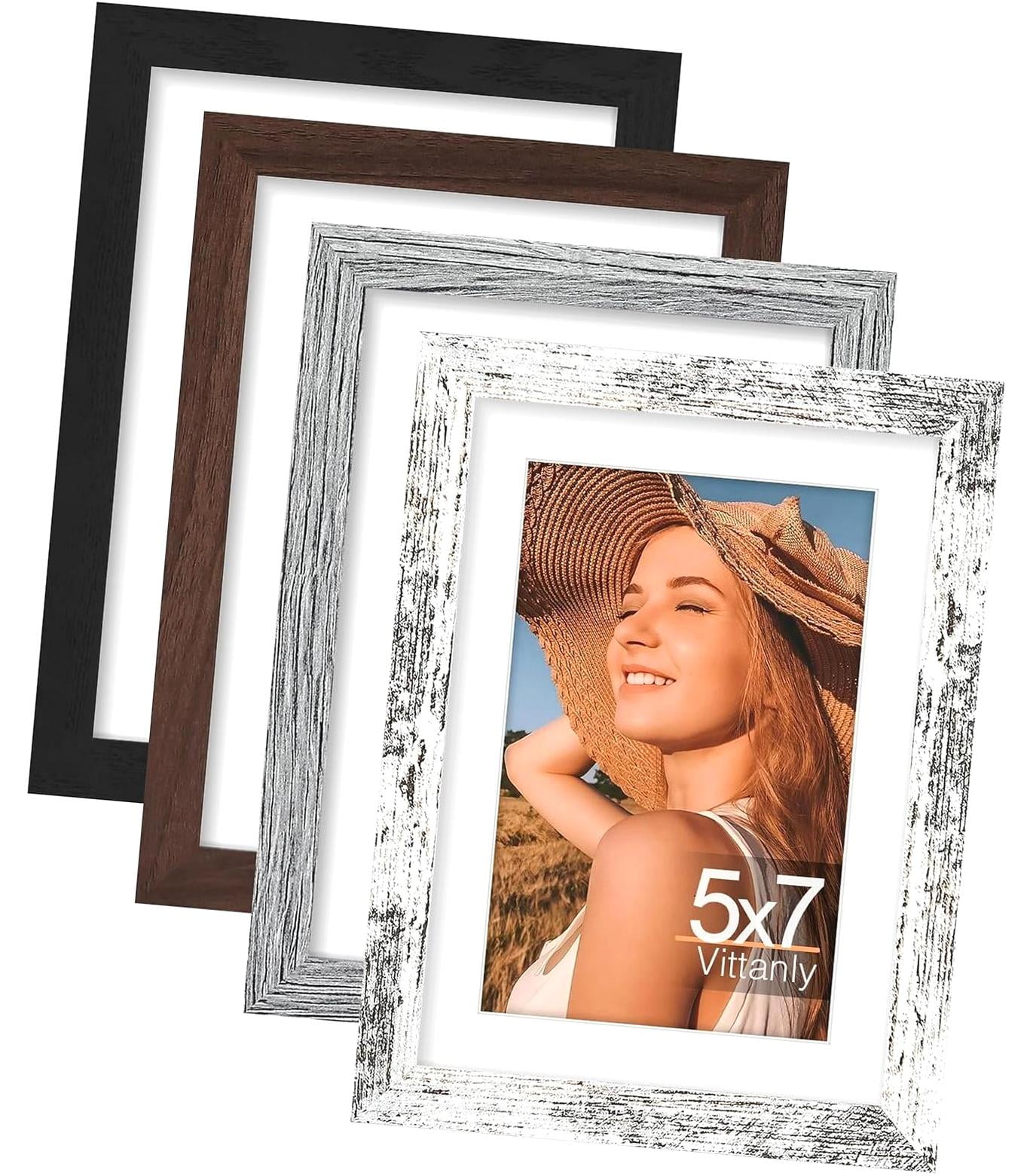 Highcool 5x7 Photo Frame Collection, 4-Piece Set, Showcase 4x6 Images with Mat or 5x7 Without ...