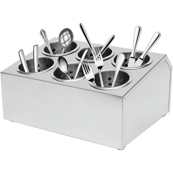 Highcool 6-Hole Steel Cylinder Flatware Silverware Utensil Holder ...