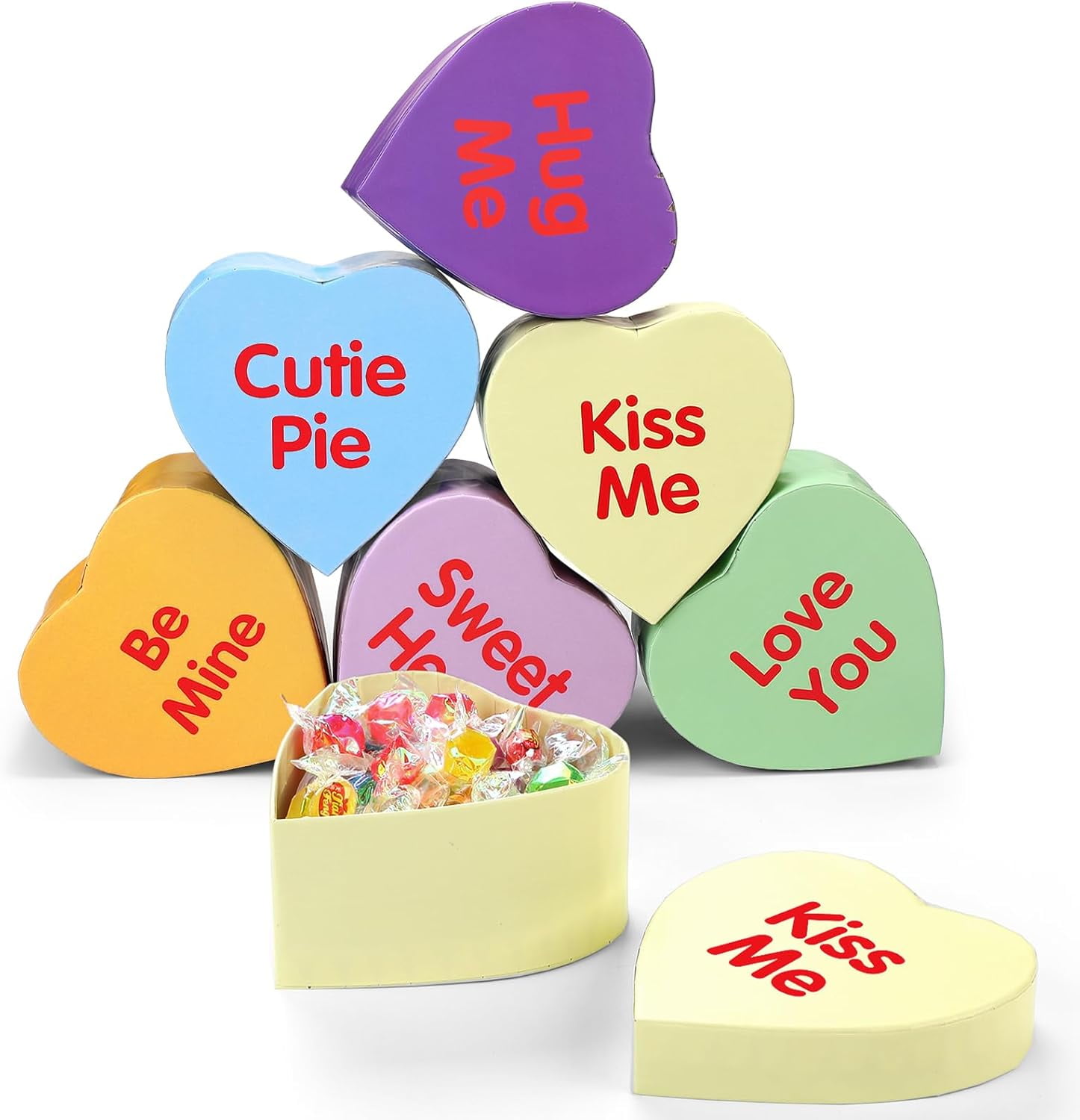 Highcool 6 Pcs Candy Heart Box Set for Valentine' Day Conversation ...