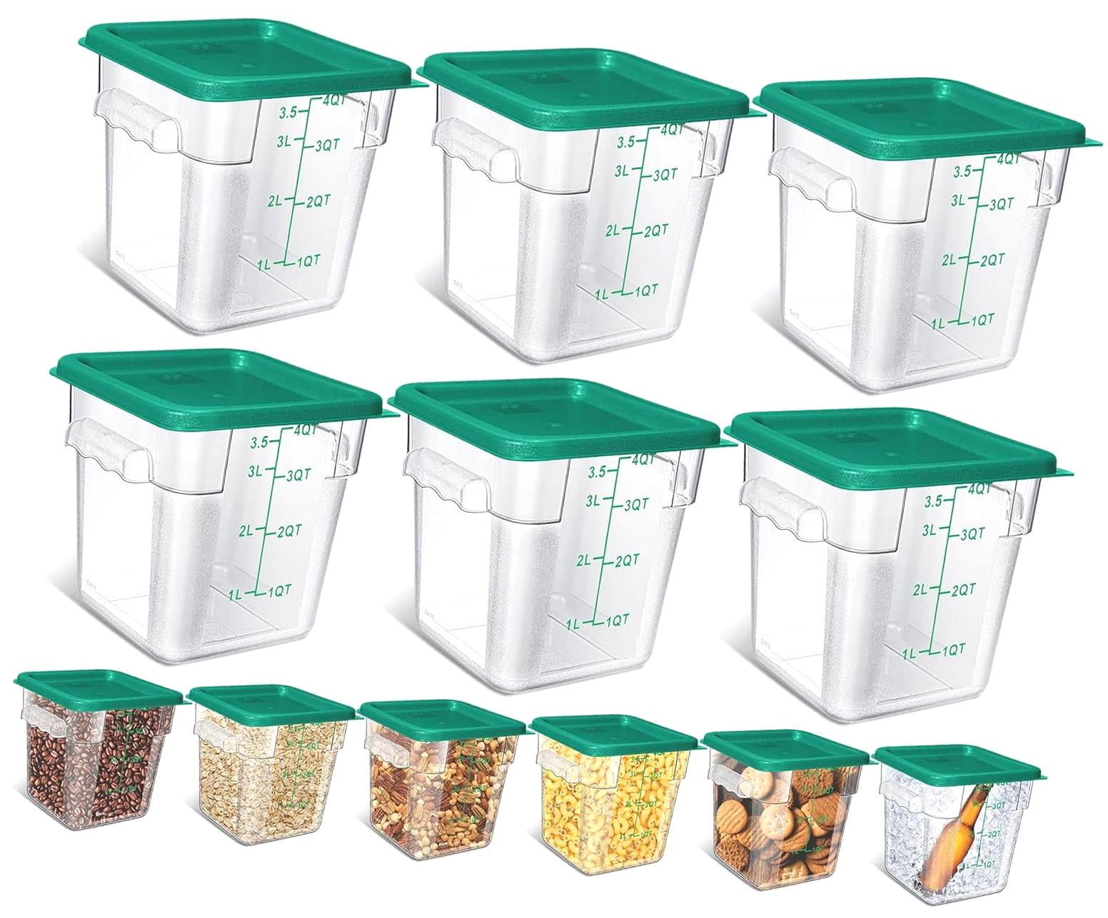 Highcool 6 Pcs Commercial Food Storage Containers 4 Qt Square Acrylic ...