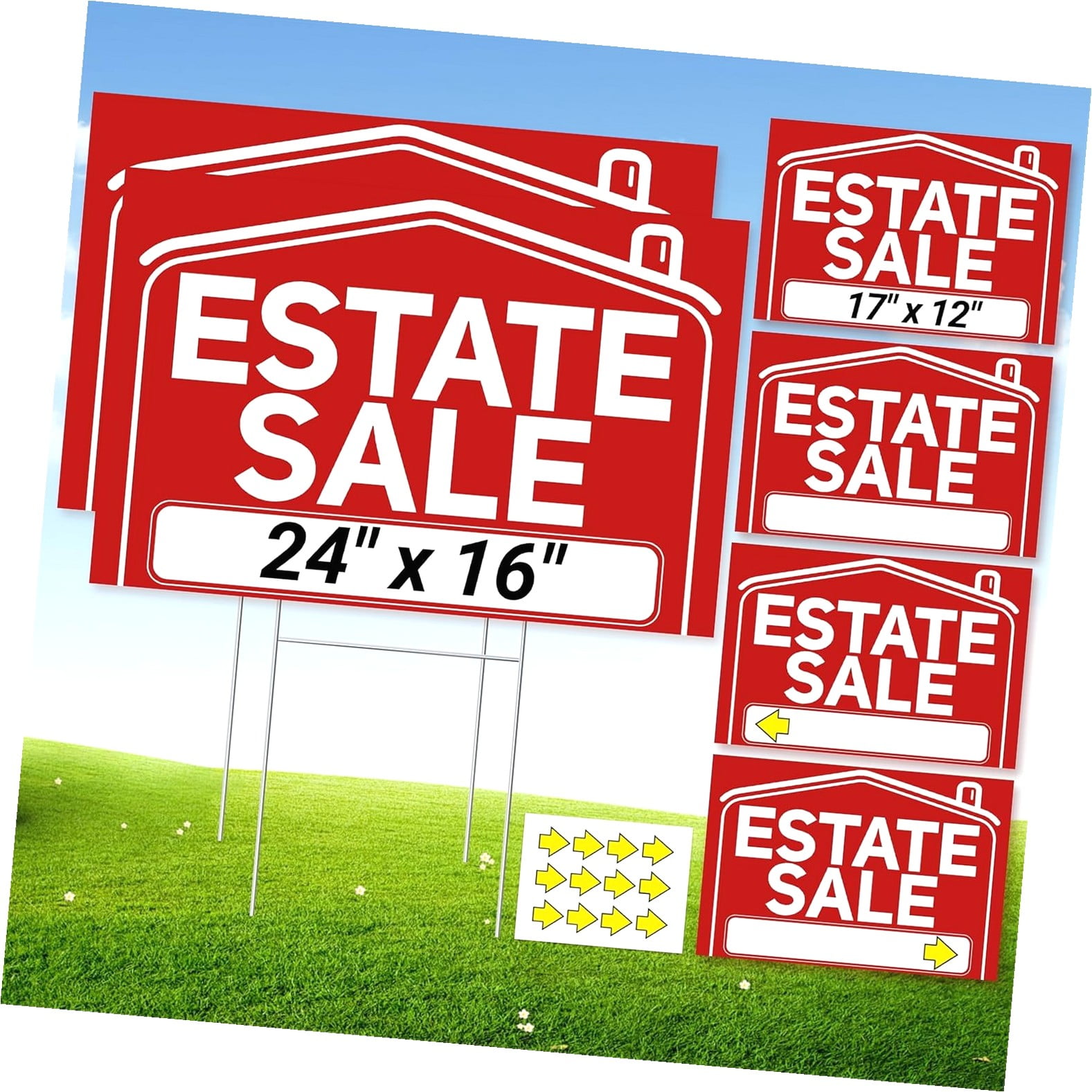 Highcool 6 Pcs Estate Signs with Stakes, 2 Foldable Extra-Large Estate ...