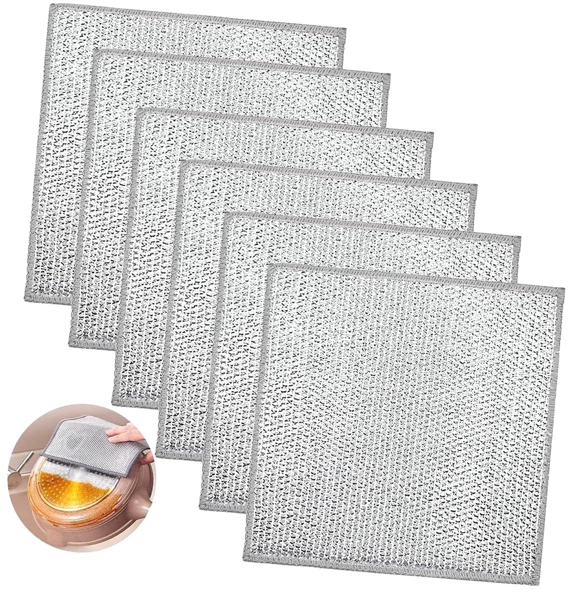 Highcool 6 Pcs Wire Dishwashing Rag for Wet and Dry, Non-Scratch Wire ...
