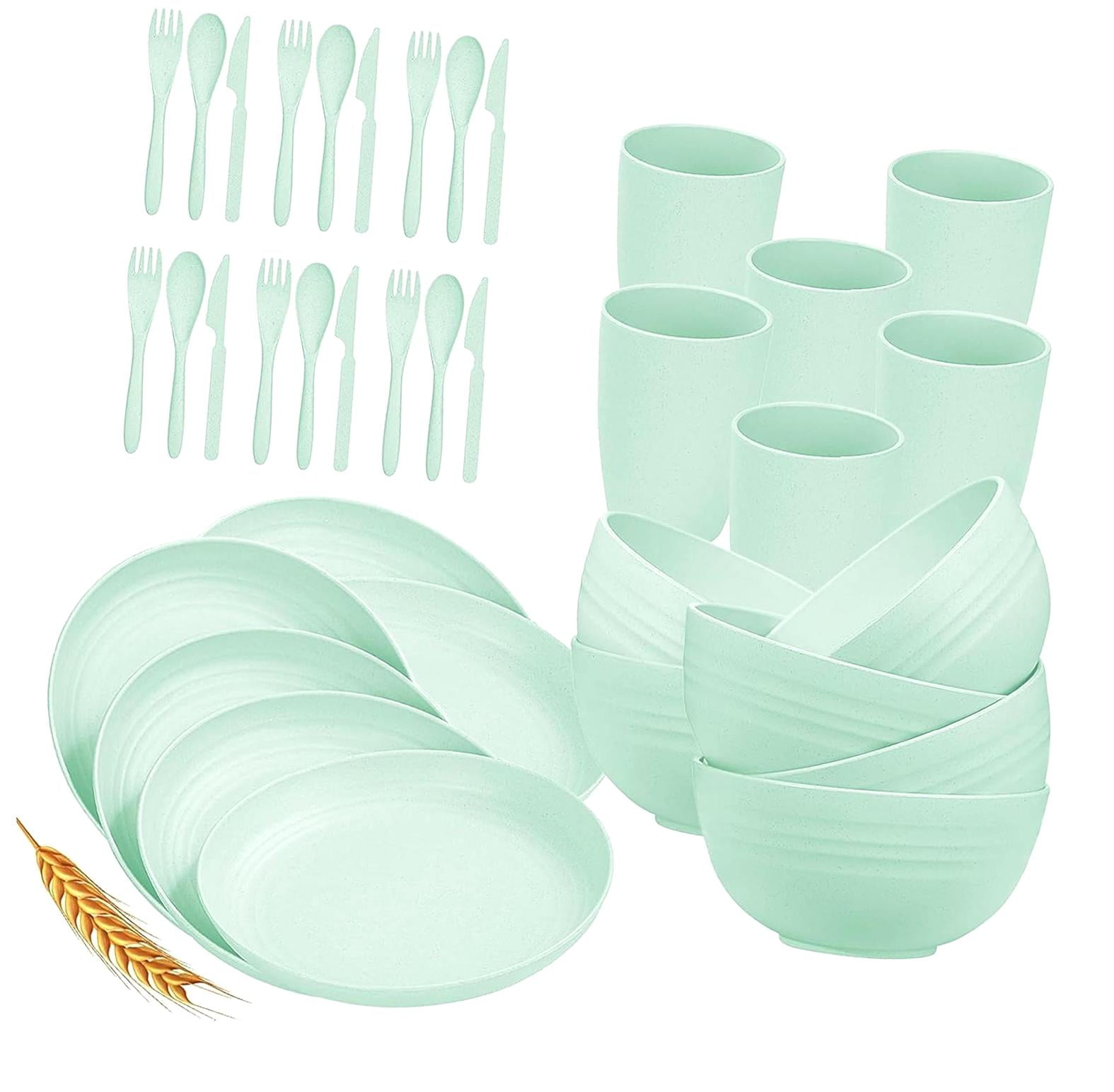 Highcool 6-Person Wheat Straw Dinnerware Set - & Lightweight Plates ...