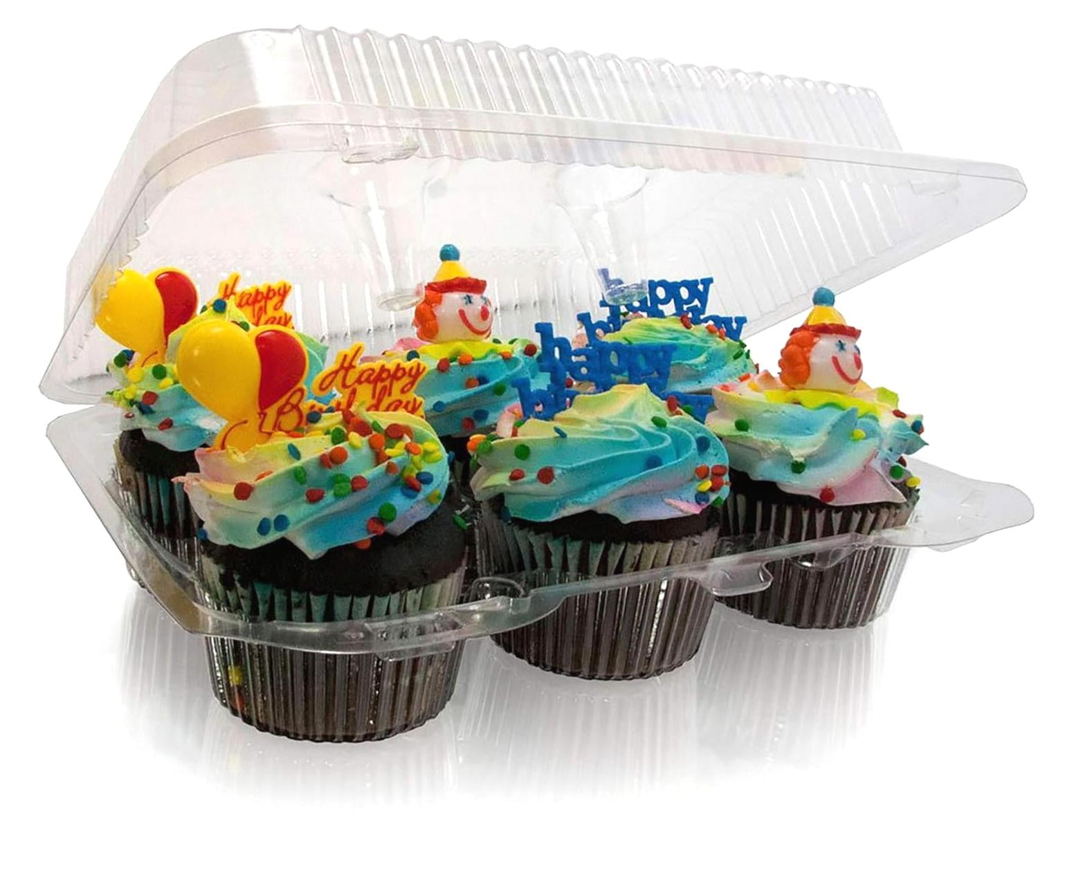 Highcool 6-Section Cupcake Boxes, Clear Muffin and Cupcake Holders with ...
