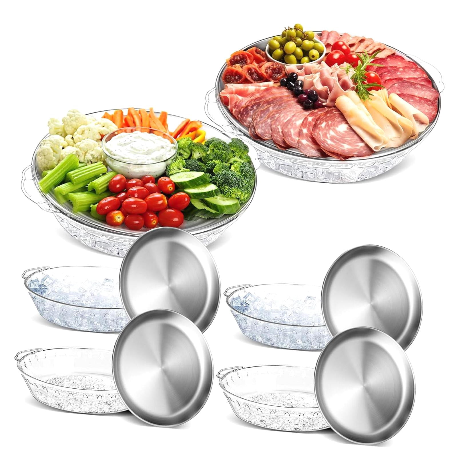 Highcool 6 Set 11.8 Inch Chilled Trays for Parties with Compartments ...