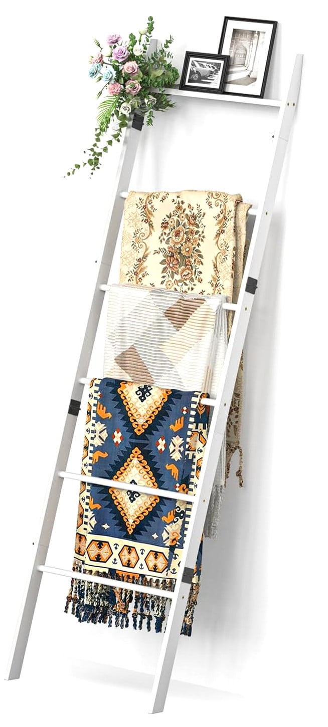 Highcool 6-Tier Blanket Ladder Room, Blanket Quilt Ladder Rack Holder ...