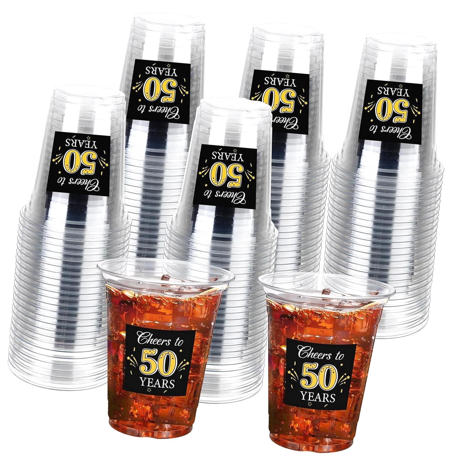 Highcool 60 Pack 50th Birthday Cup 12 oz Cheers to 50 Years Clear ...