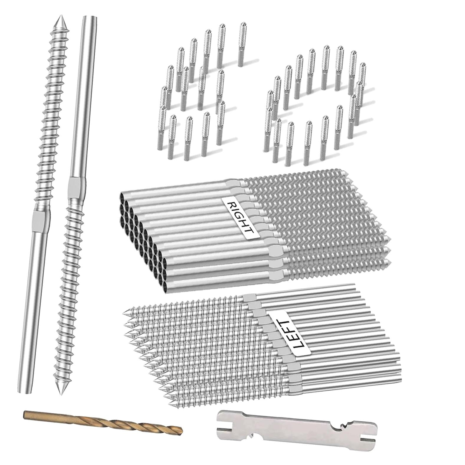 Highcool 60Pack 1/8' Left & Right Handed Thread Swage Lag Screws, T316 ...