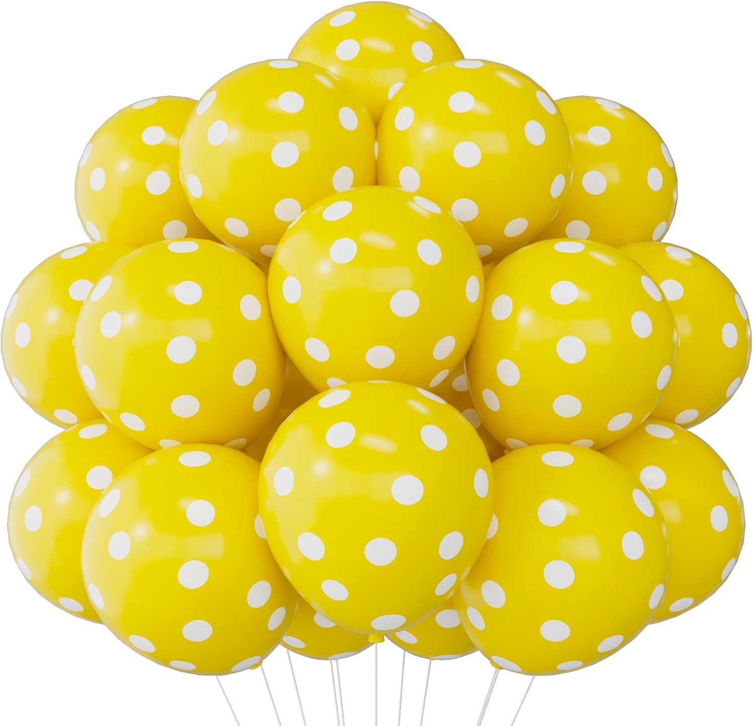Highcool 62PCS Yellow Polka Dot Balloons 12 In Latex Helium Round Party ...